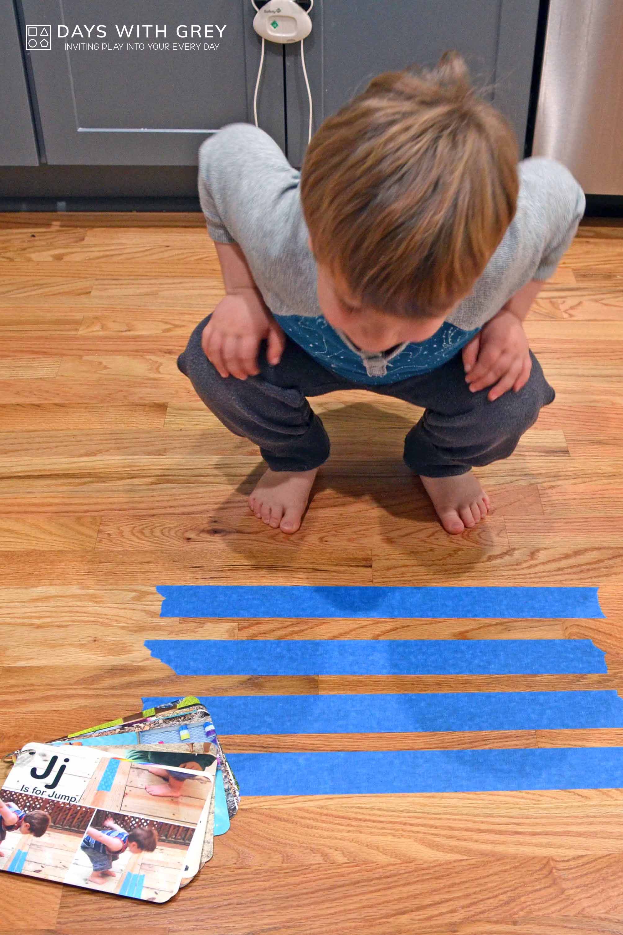 Hop the Lines; a Toddler Jumping Activity - Days With Grey