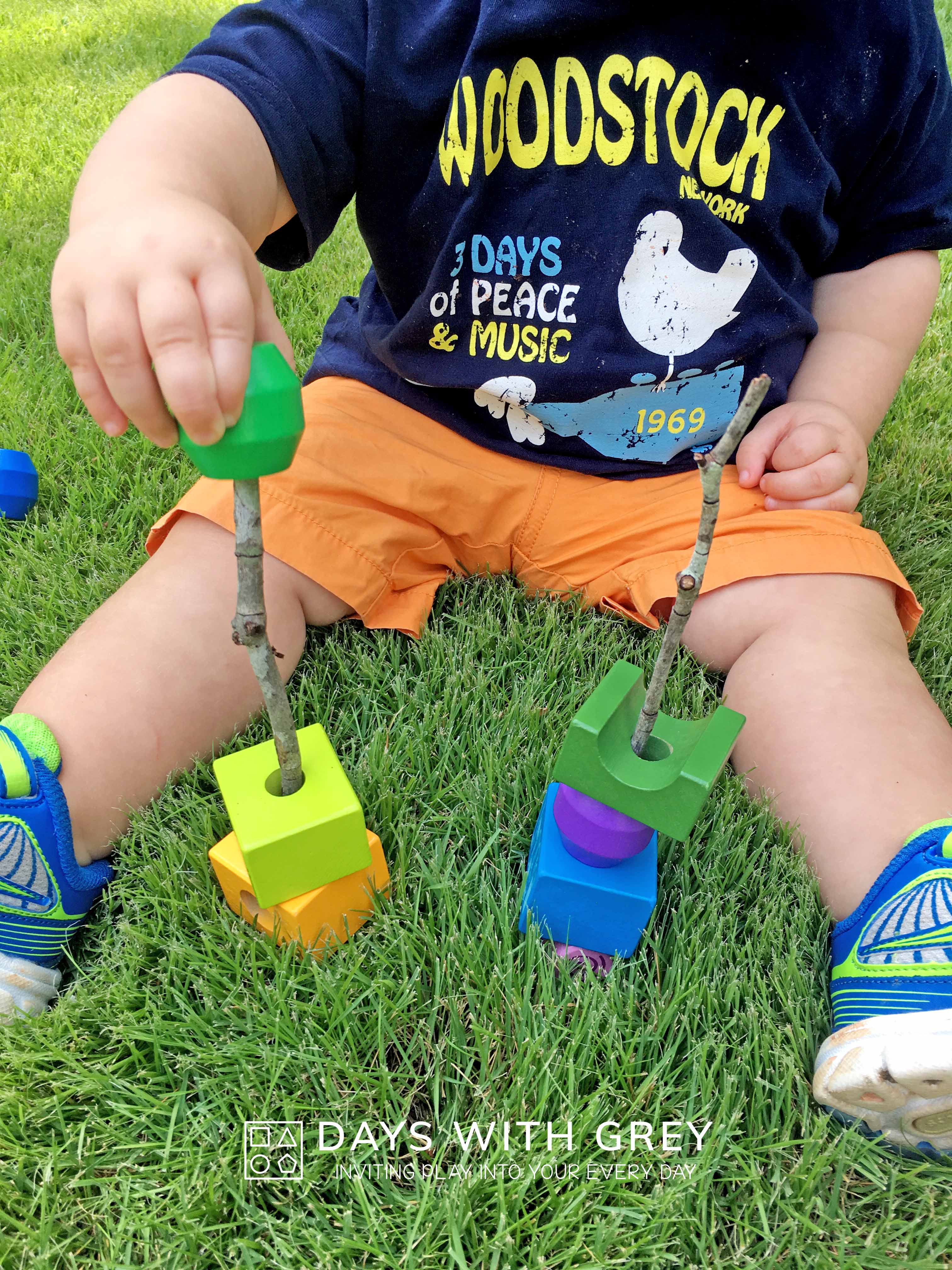 Nature Block Stack; a Toddler Fine Motor Activity - Days With Grey