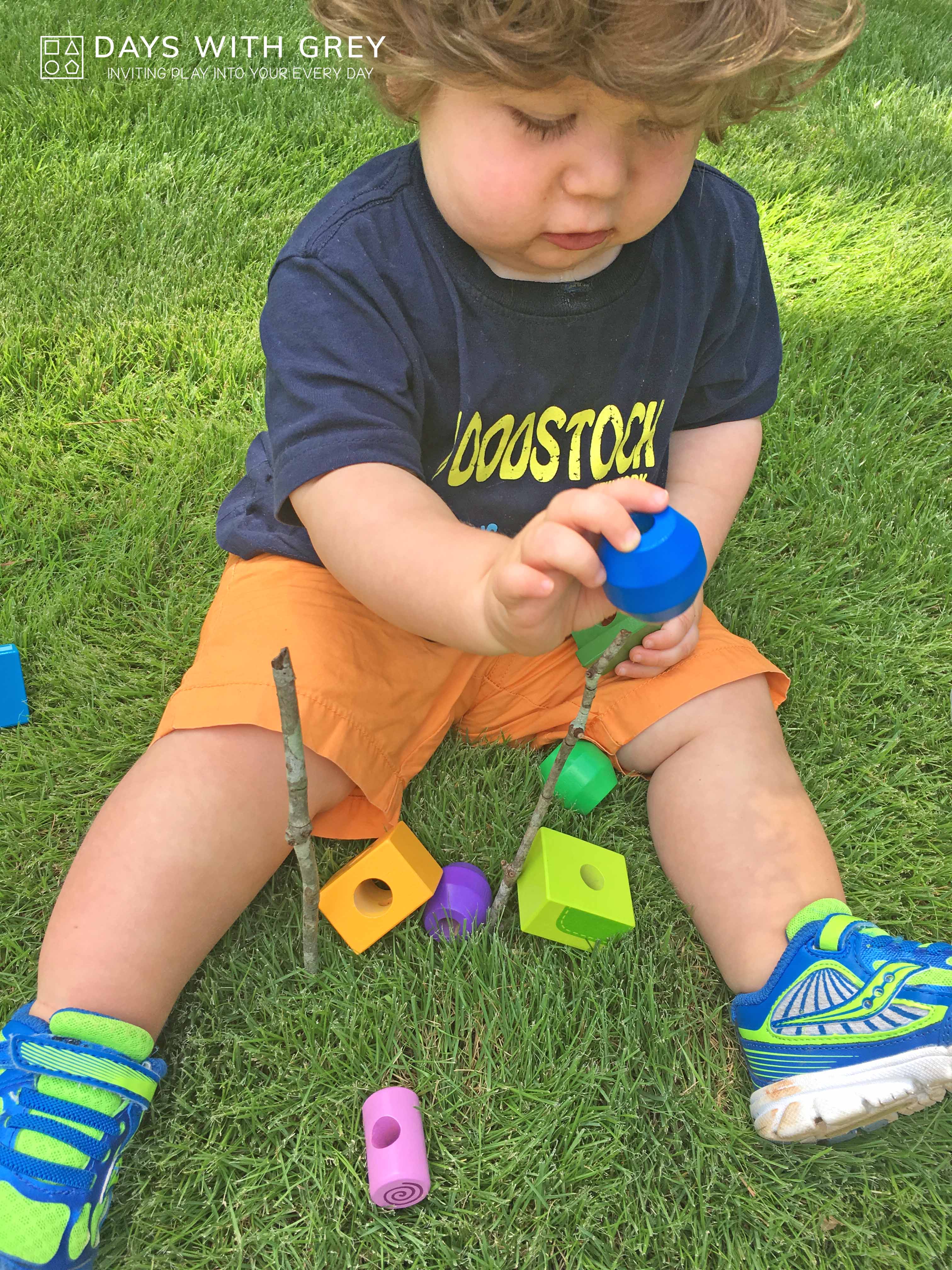 Nature Block Stack; a Toddler Fine Motor Activity - Days With Grey