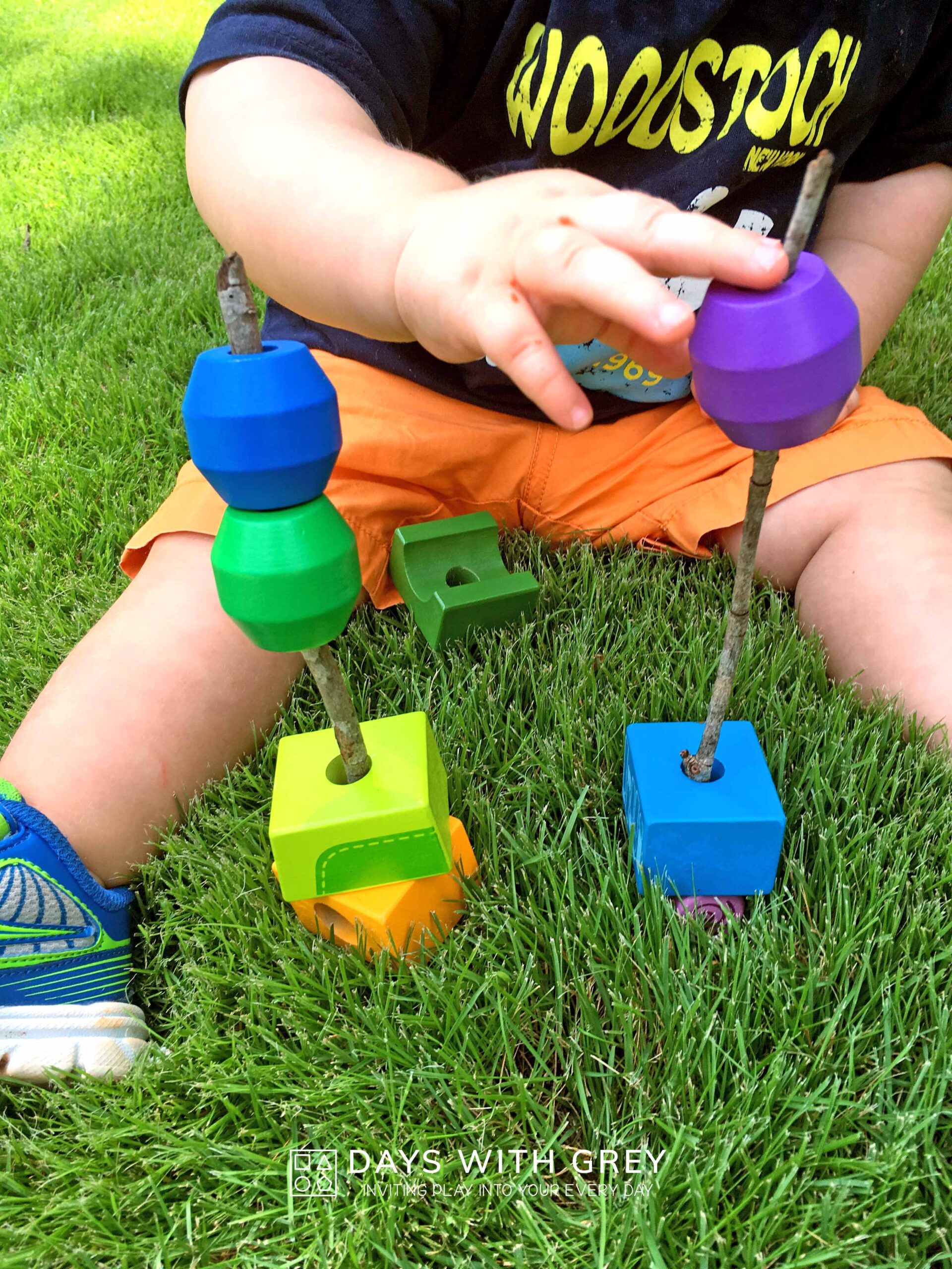 Nature Block Stack; a Toddler Fine Motor Activity - Days With Grey