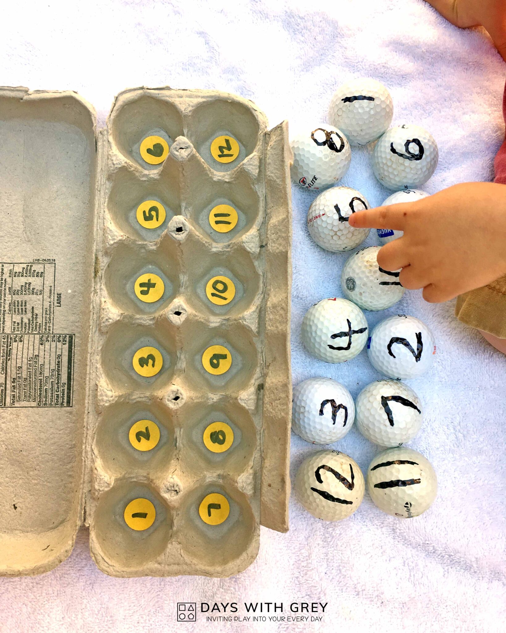Golf Ball Number Count-Up for Preschool - Days With Grey