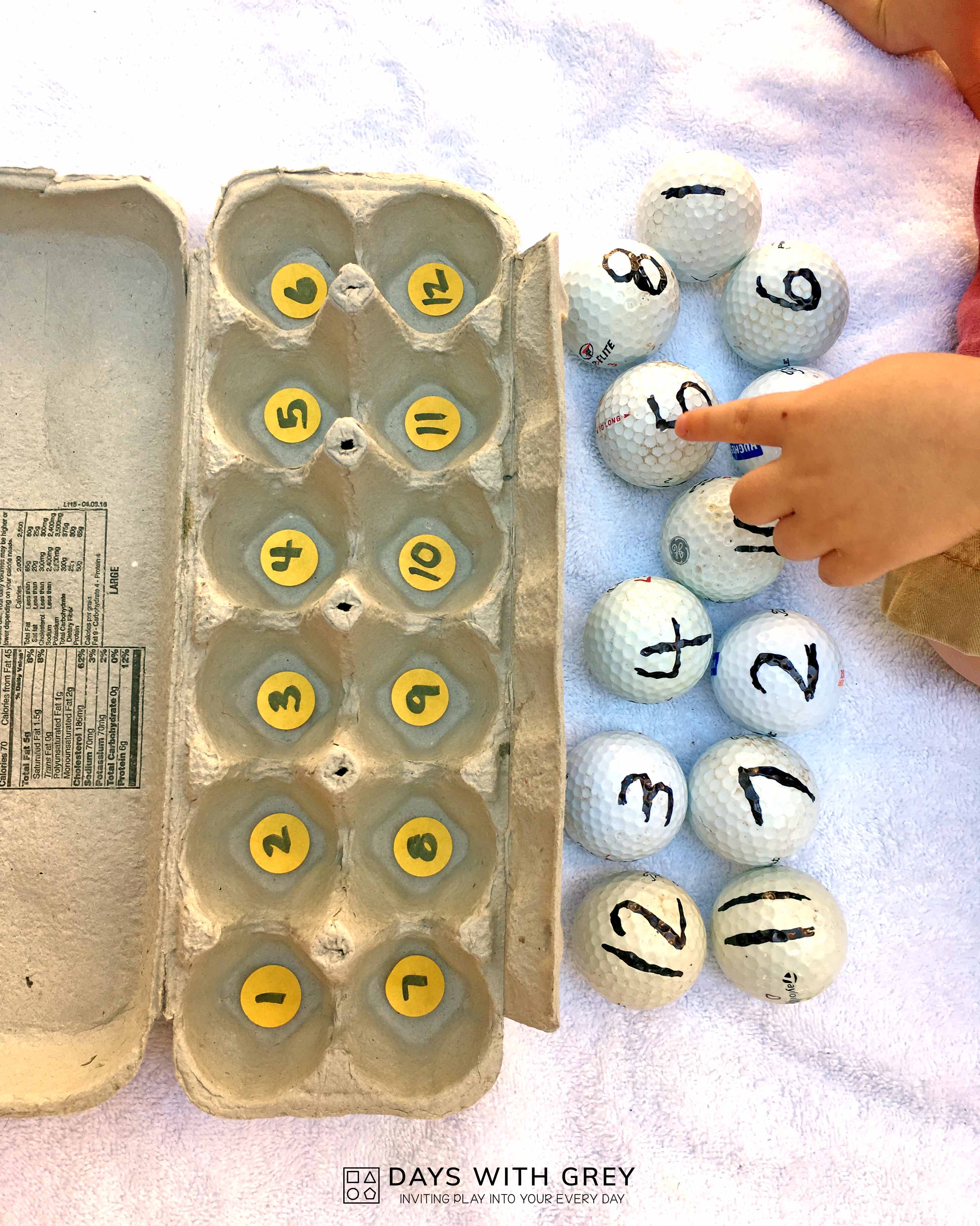 Golf Ball Number Count-Up for Preschool - Days With Grey