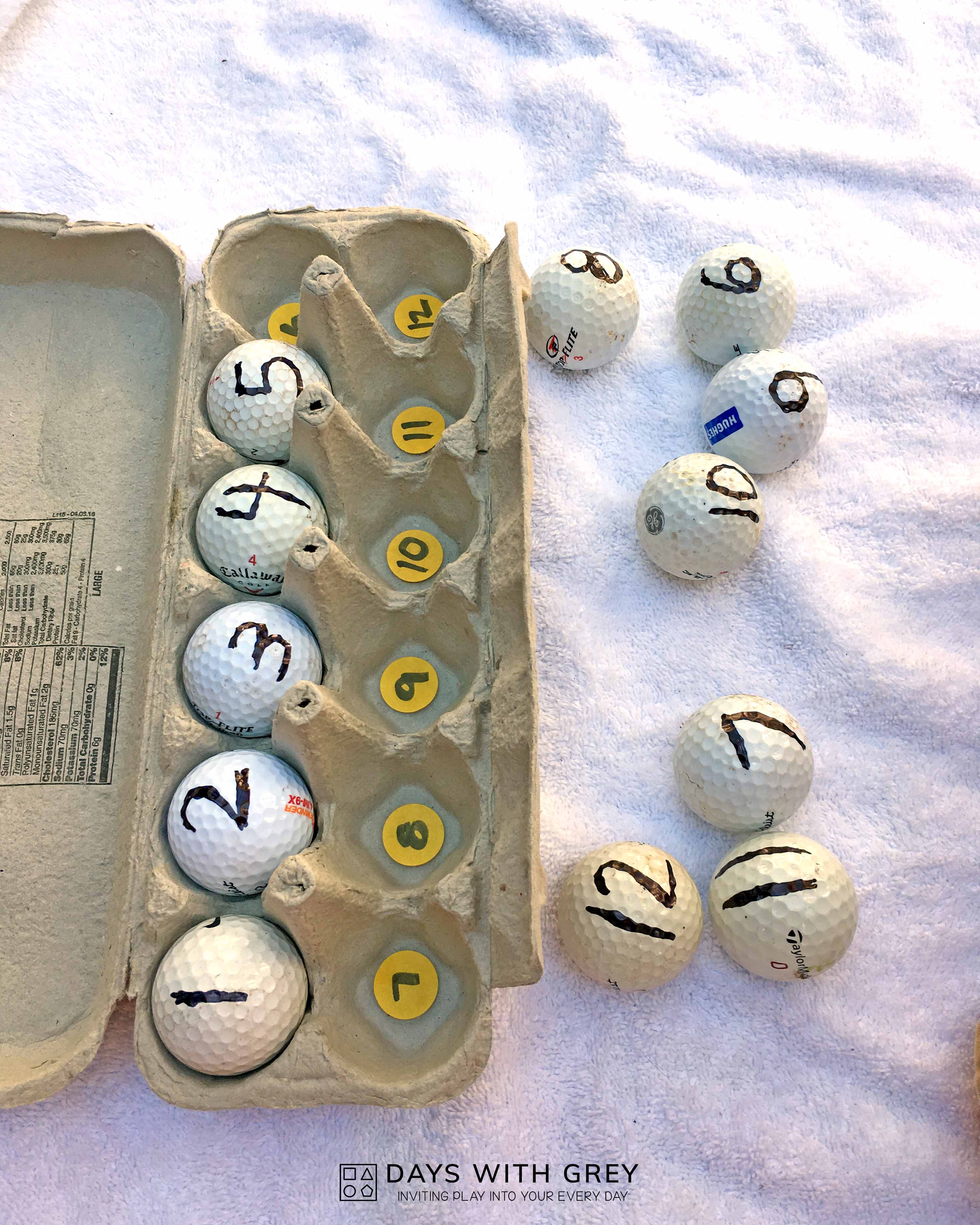 Golf Ball Number Count-Up for Preschool - Days With Grey