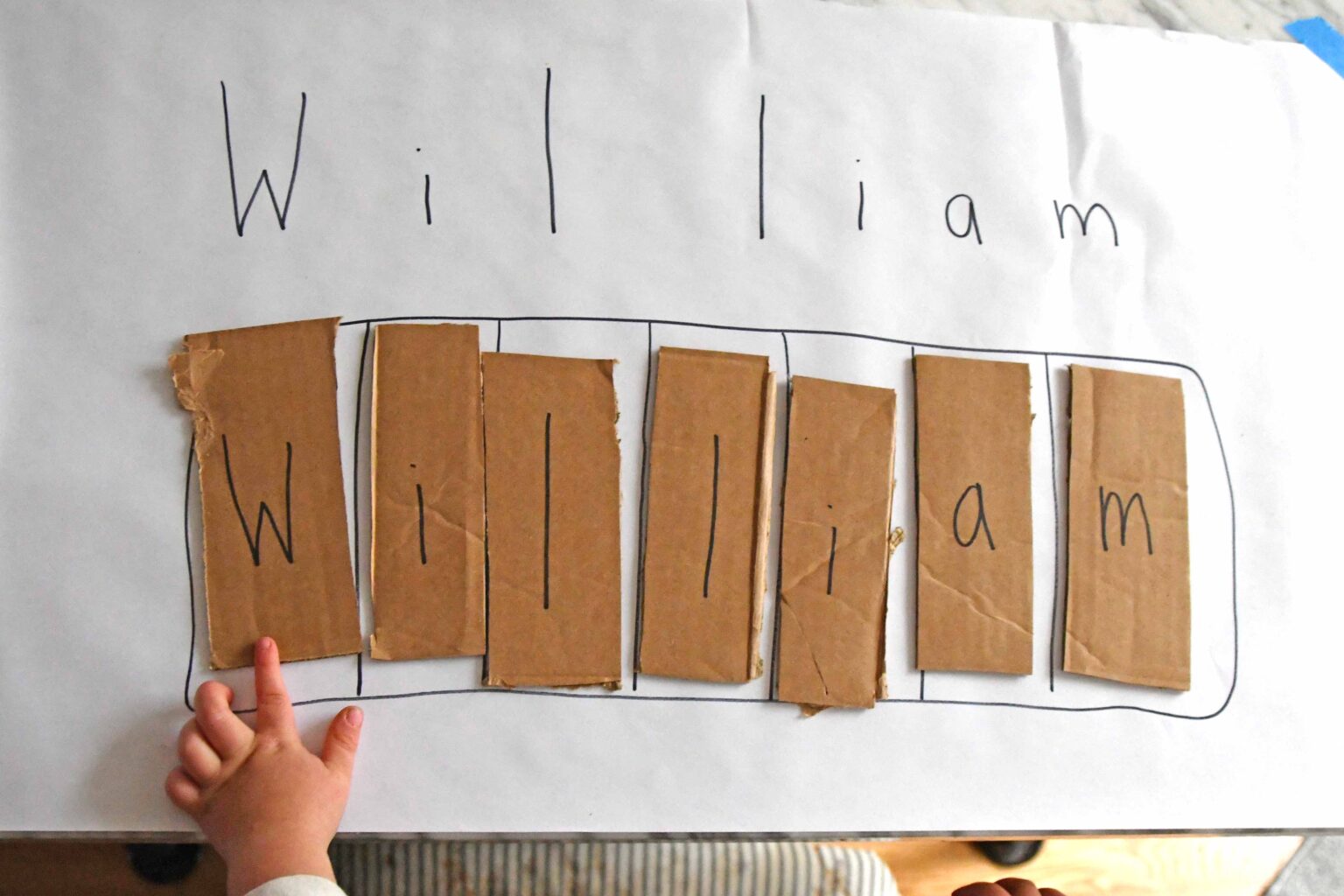 Cardboard Name Build for Preschool - Days With Grey