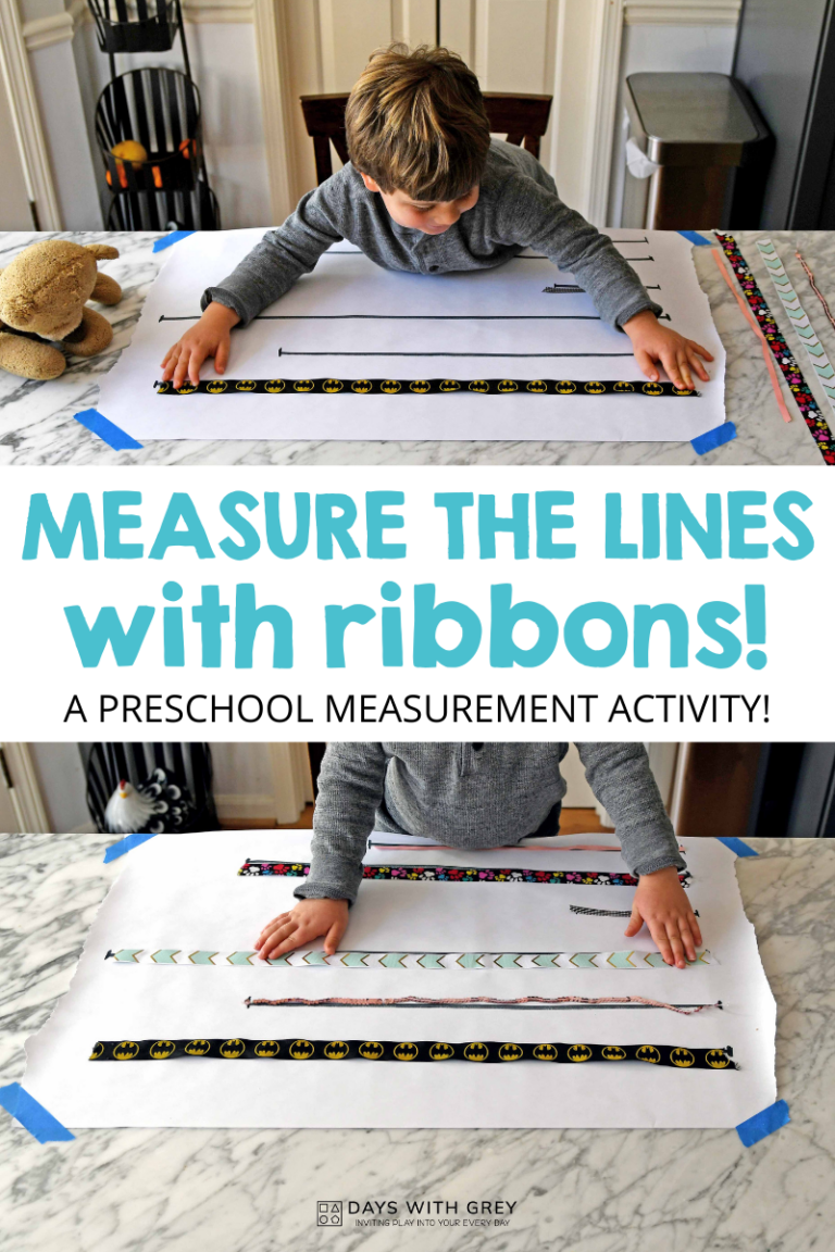 Ribbon Lines - Preschool Measurement Activity - Days With Grey