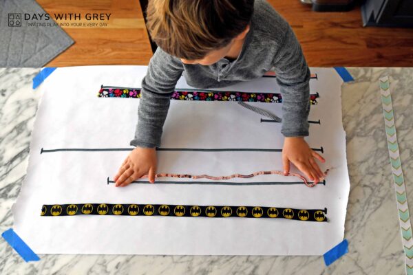 Ribbon Lines - Preschool Measurement Activity - Days With Grey