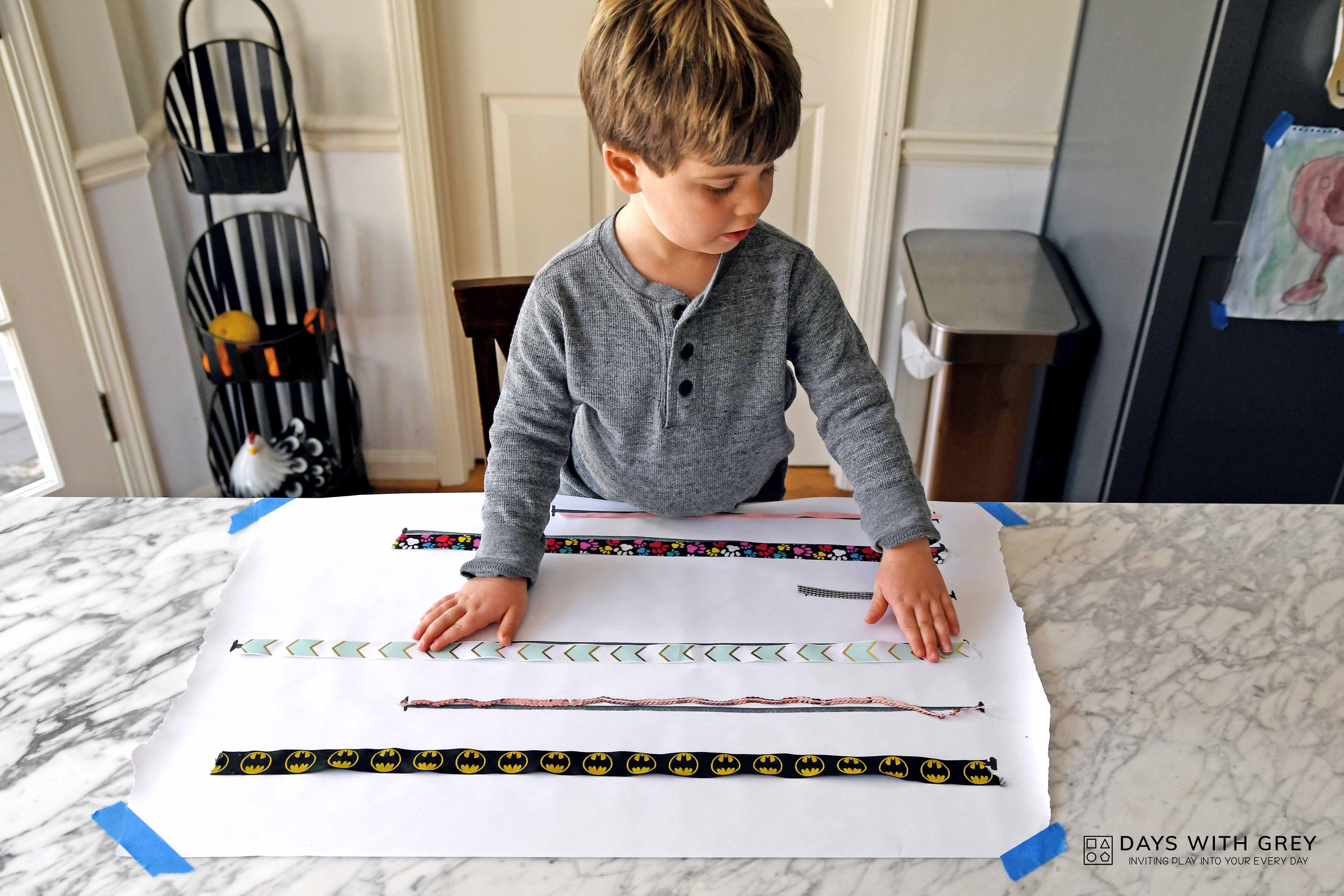 Ribbon Lines - Preschool Measurement Activity - Days With Grey