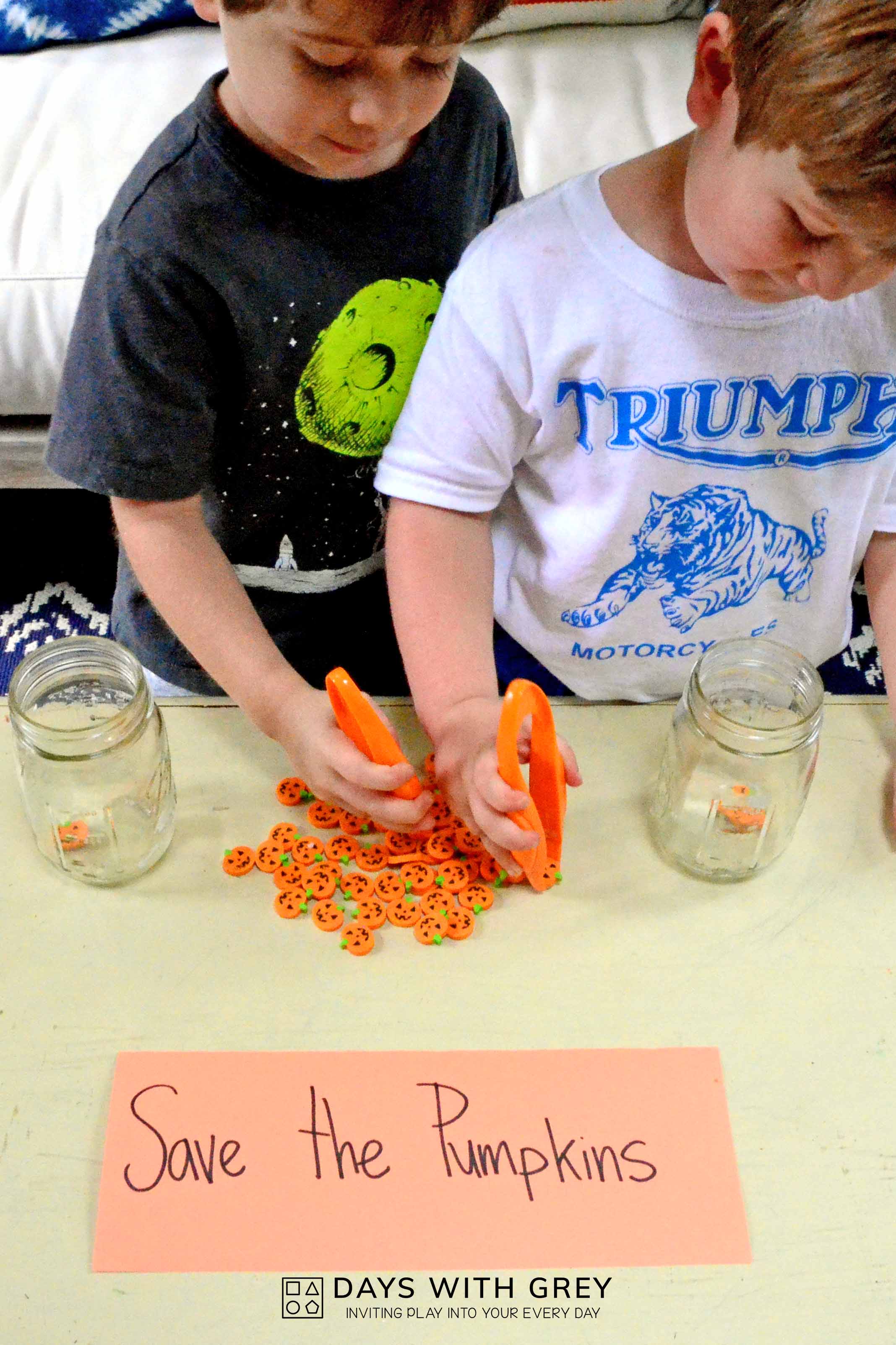 Save the Pumpkins! a Fine Motor Halloween Activity - Days With Grey