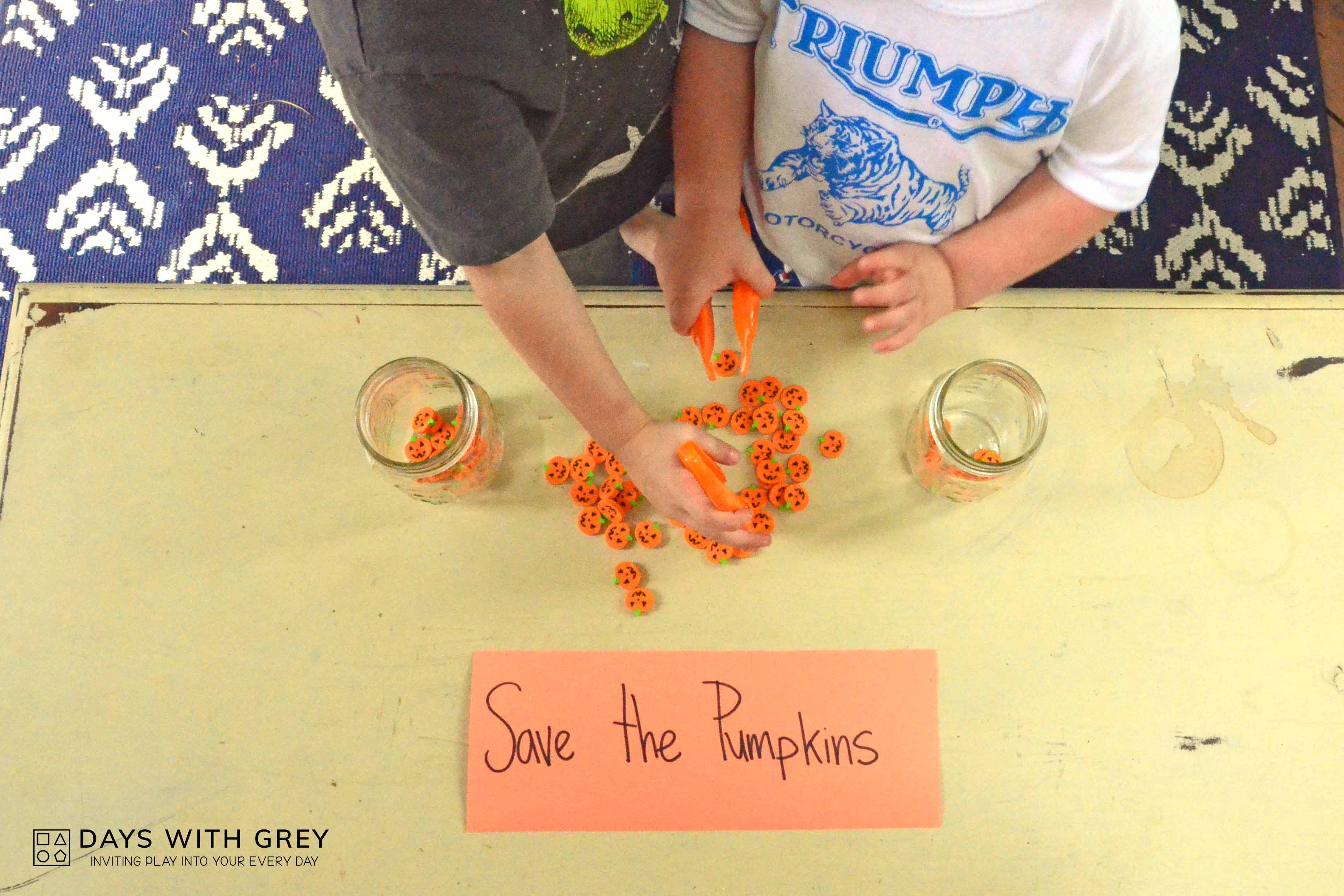 Save the Pumpkins! a Fine Motor Halloween Activity - Days With Grey