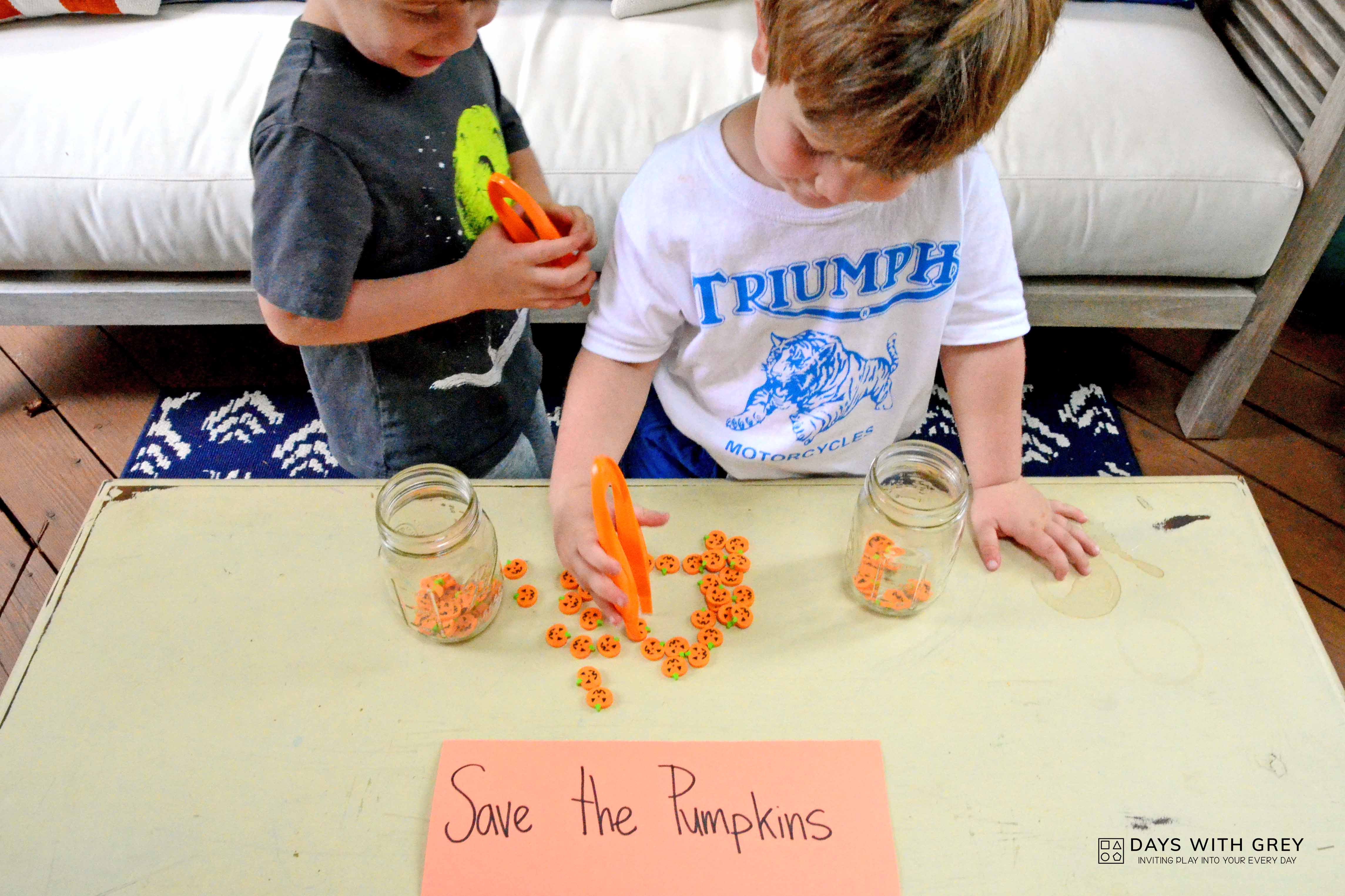 Save the Pumpkins! a Fine Motor Halloween Activity - Days With Grey