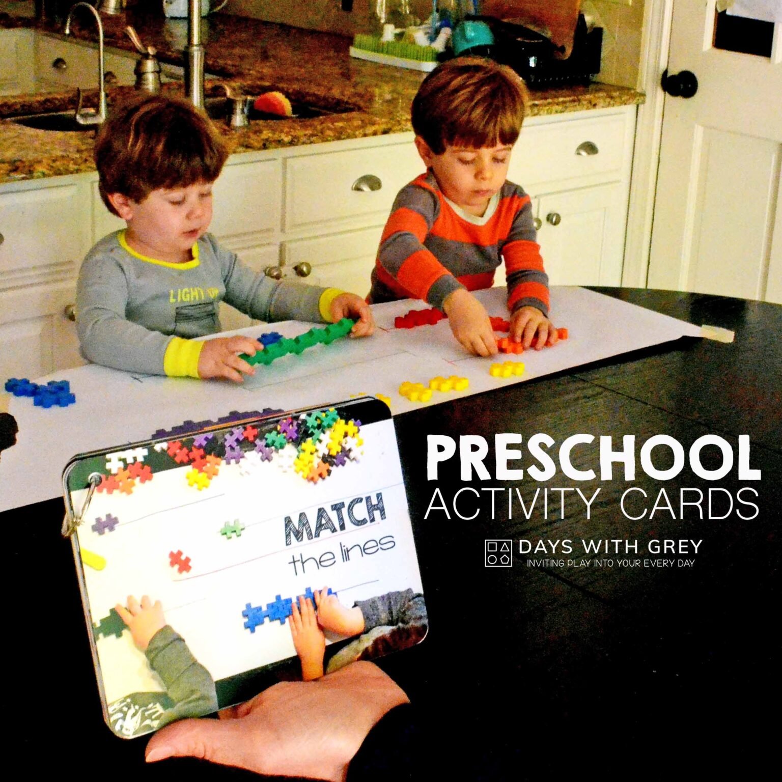 Cardboard Name Build for Preschool - Days With Grey