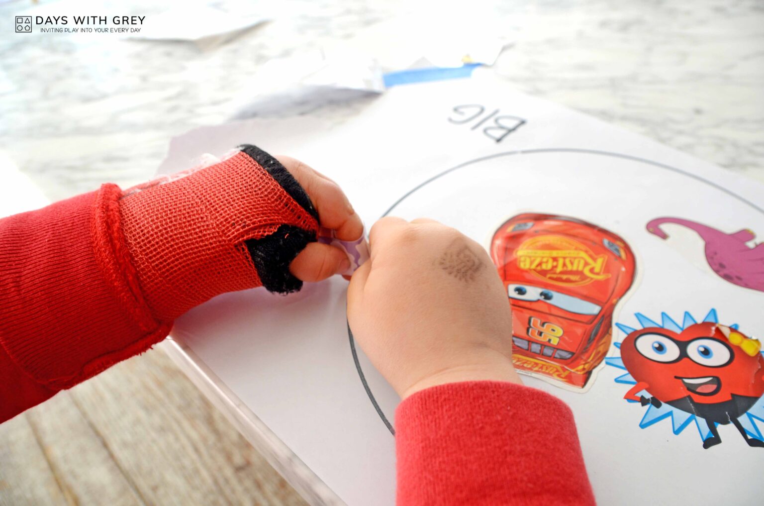 Sticker Sorting by Size - Days With Grey