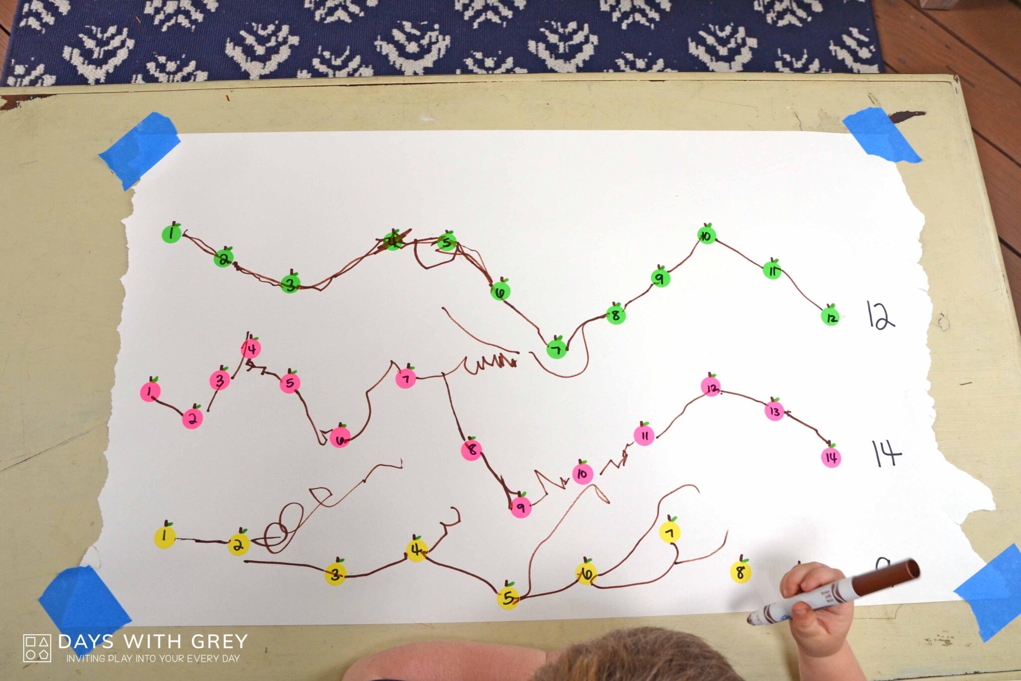 Apple Dot to Dot - Preschool Math Activity - Days With Grey