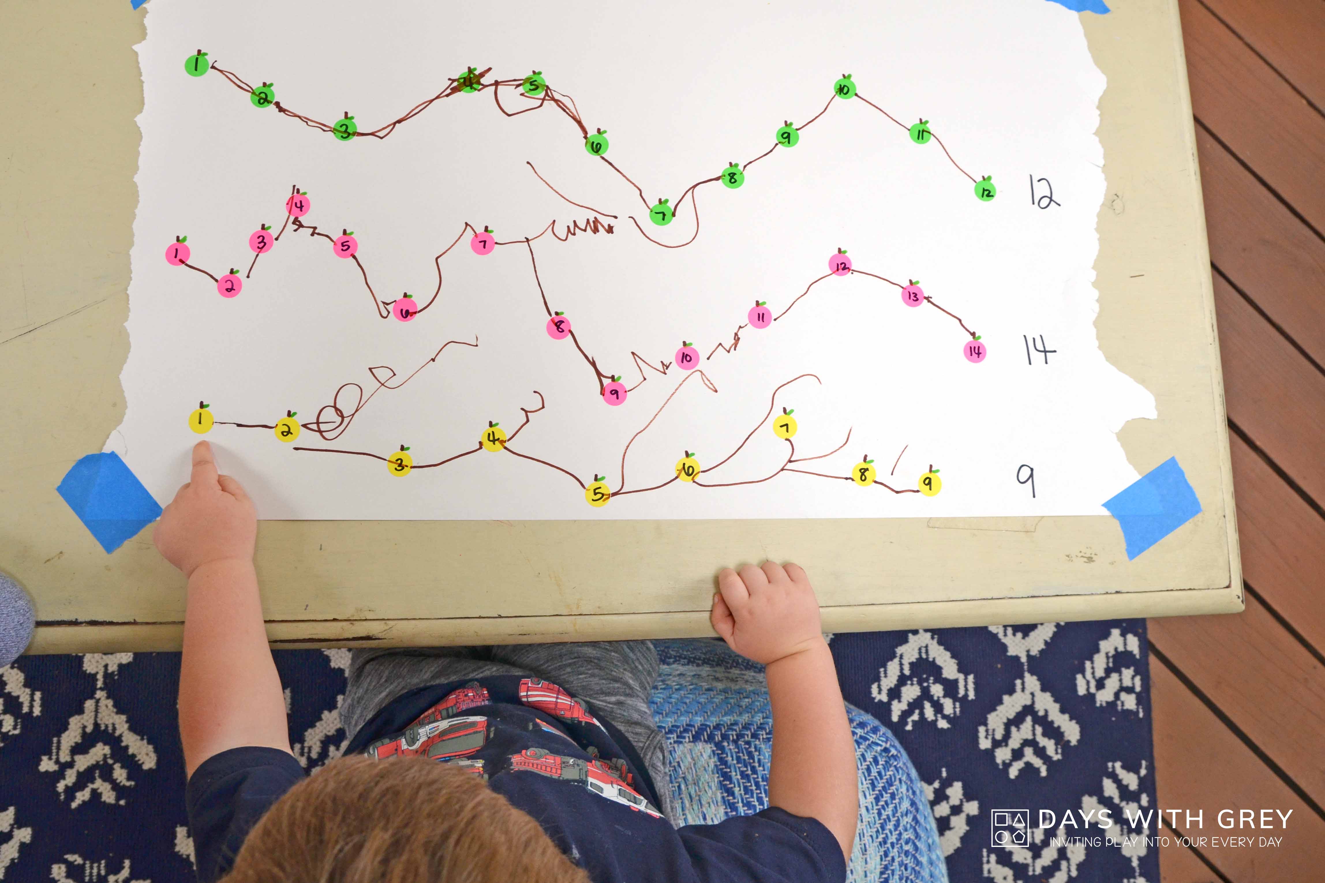 Apple Dot to Dot - Preschool Math Activity - Days With Grey
