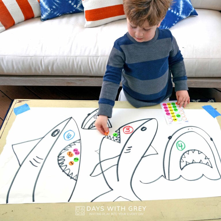 Feed the Sharks; a Preschool Counting Activity - Days With Grey