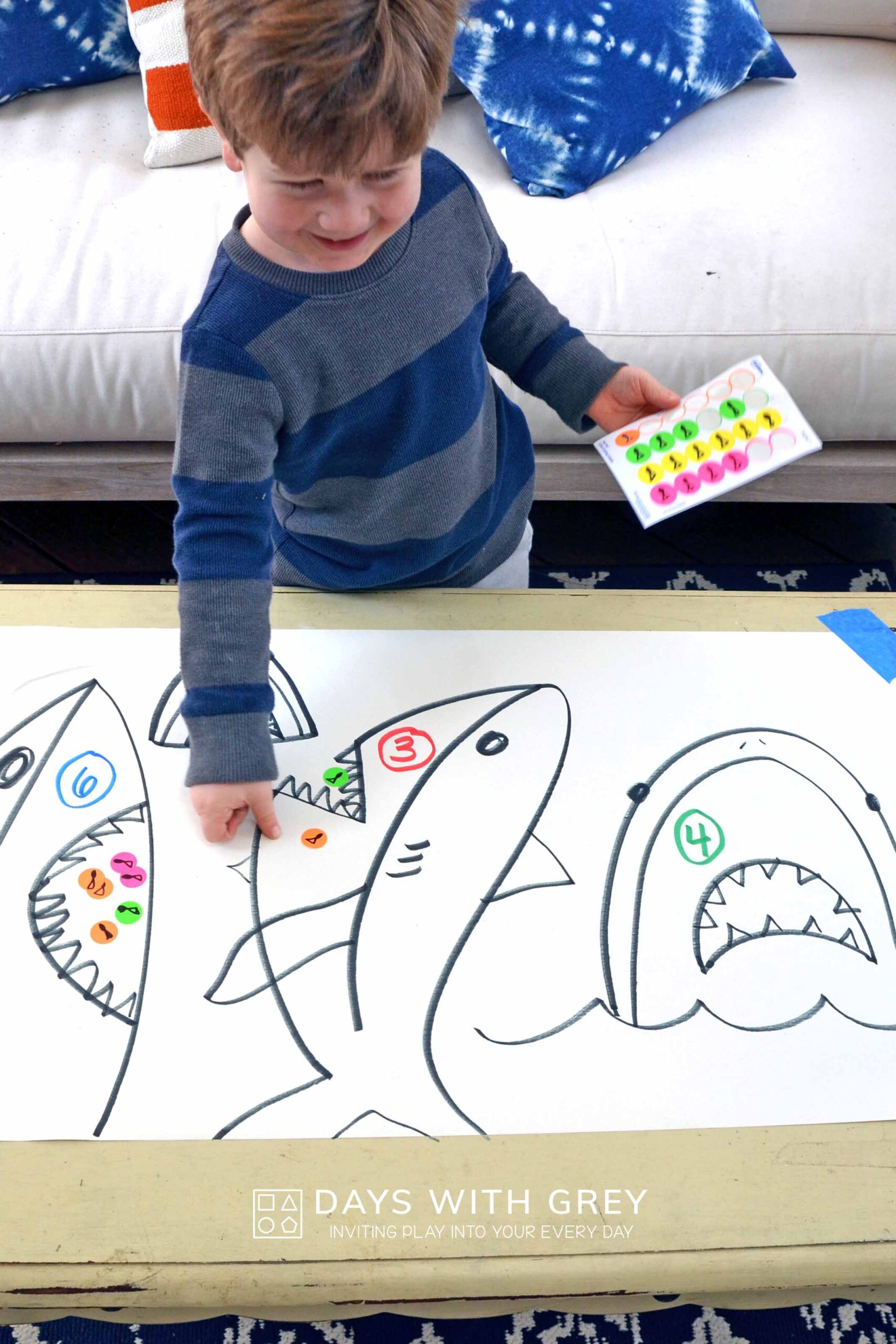 Feed the Sharks; a Counting Activity for Preschoolers - Days With Grey