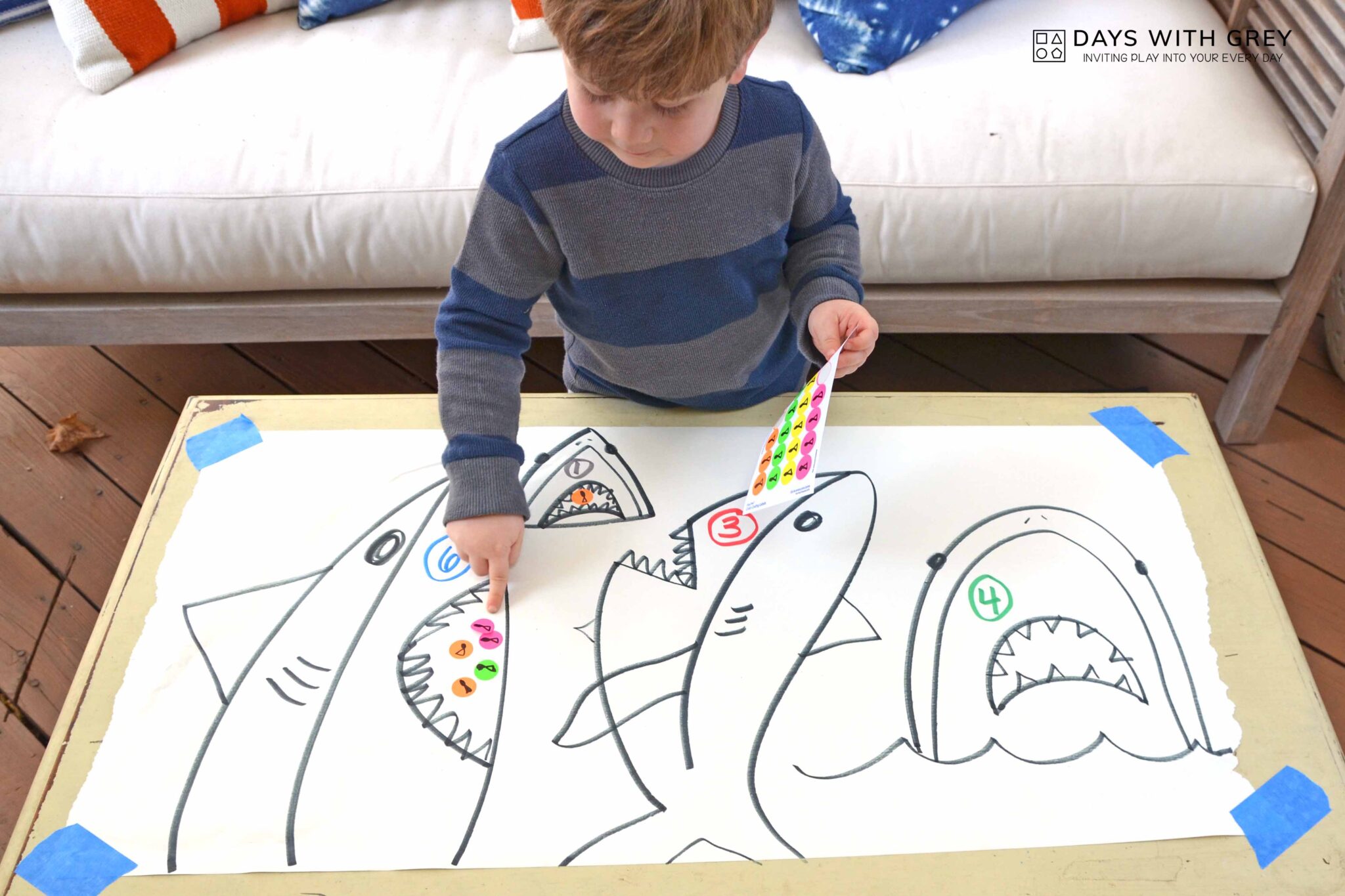 Feed the Sharks; a Preschool Counting Activity - Days With Grey