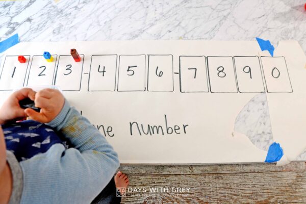 Preschool Phone Number Activity - Days With Grey