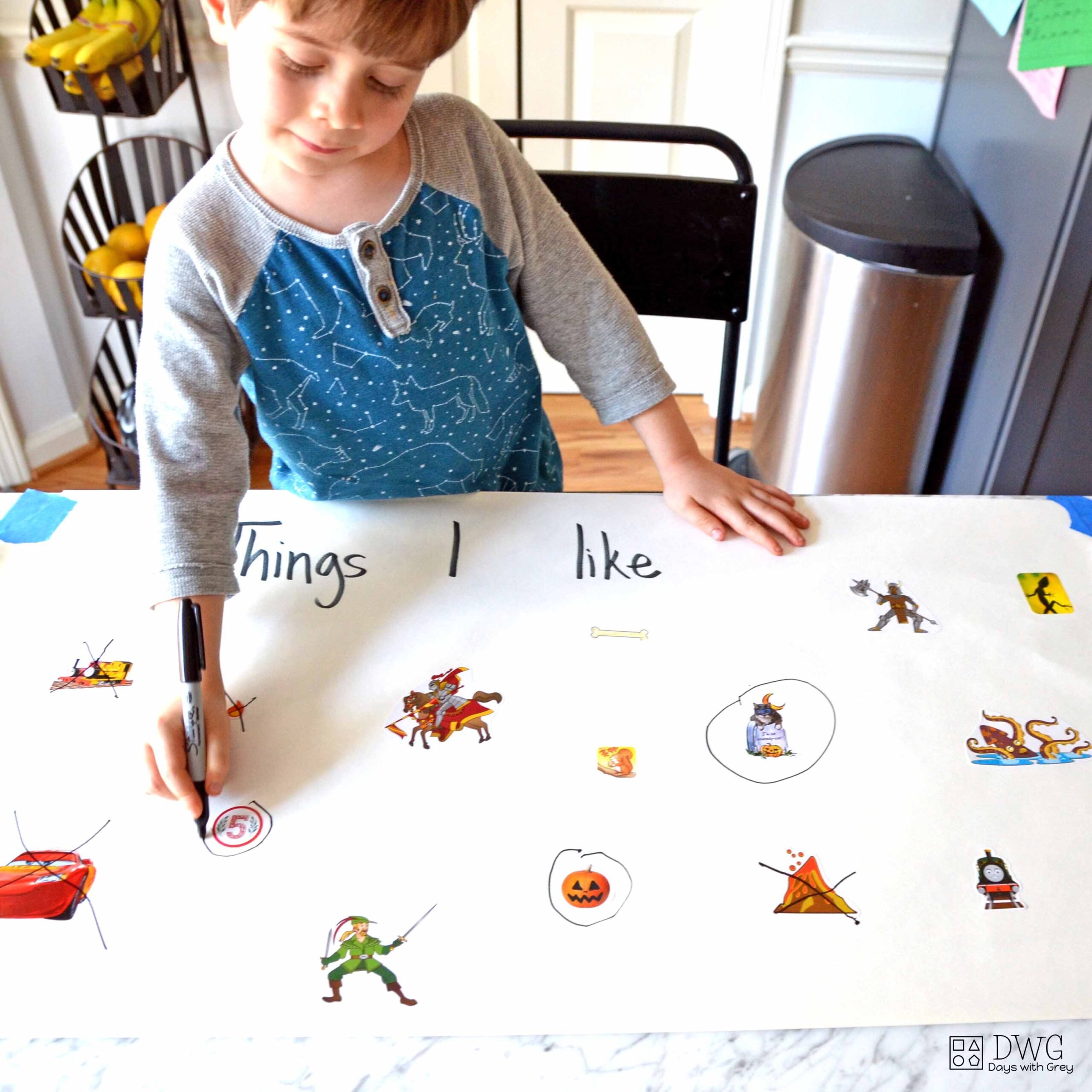 Conversation Starter Sticker Activity - Days With Grey