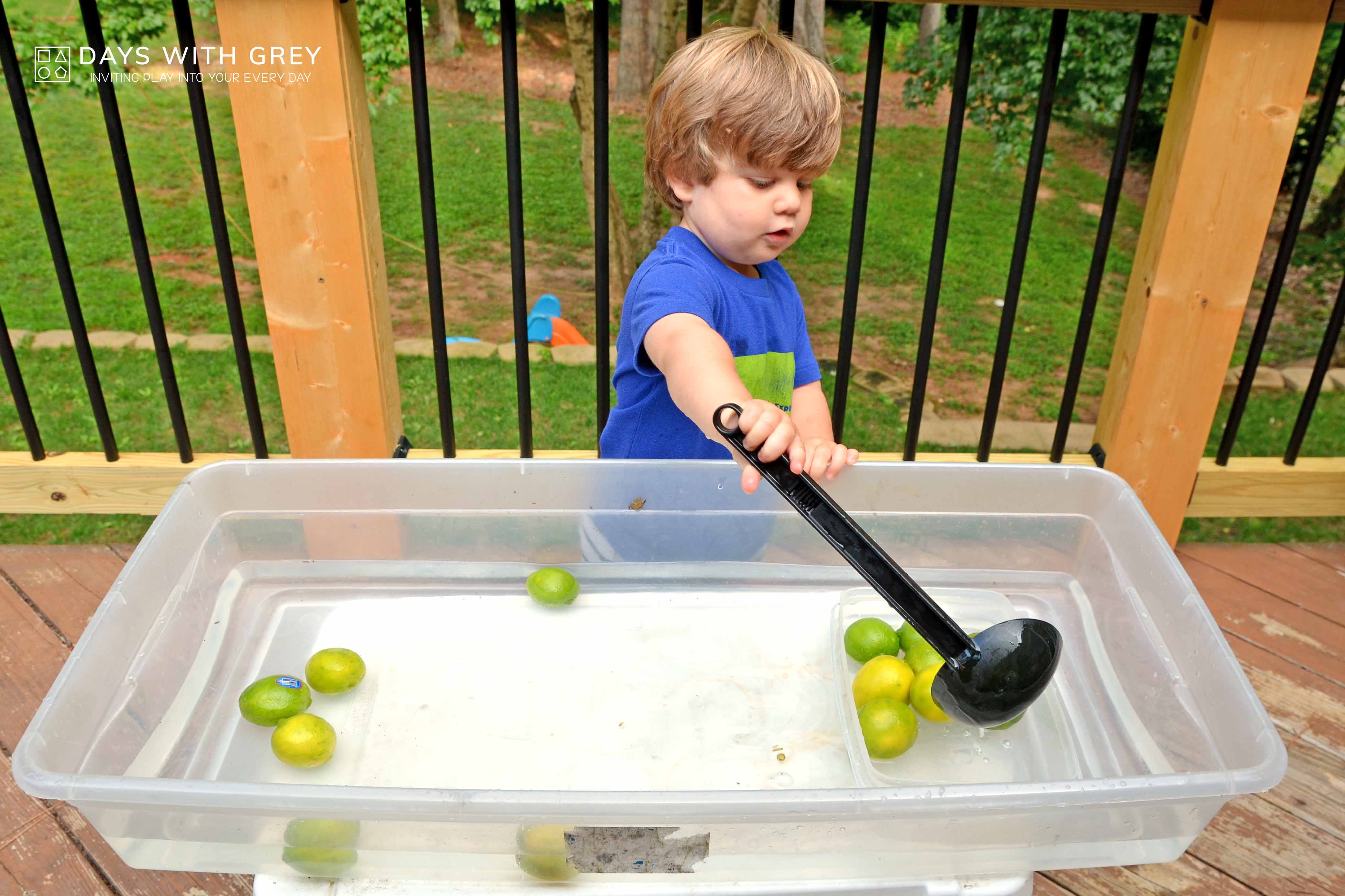 Scoop the Limes - Toddler Water Play - Days With Grey