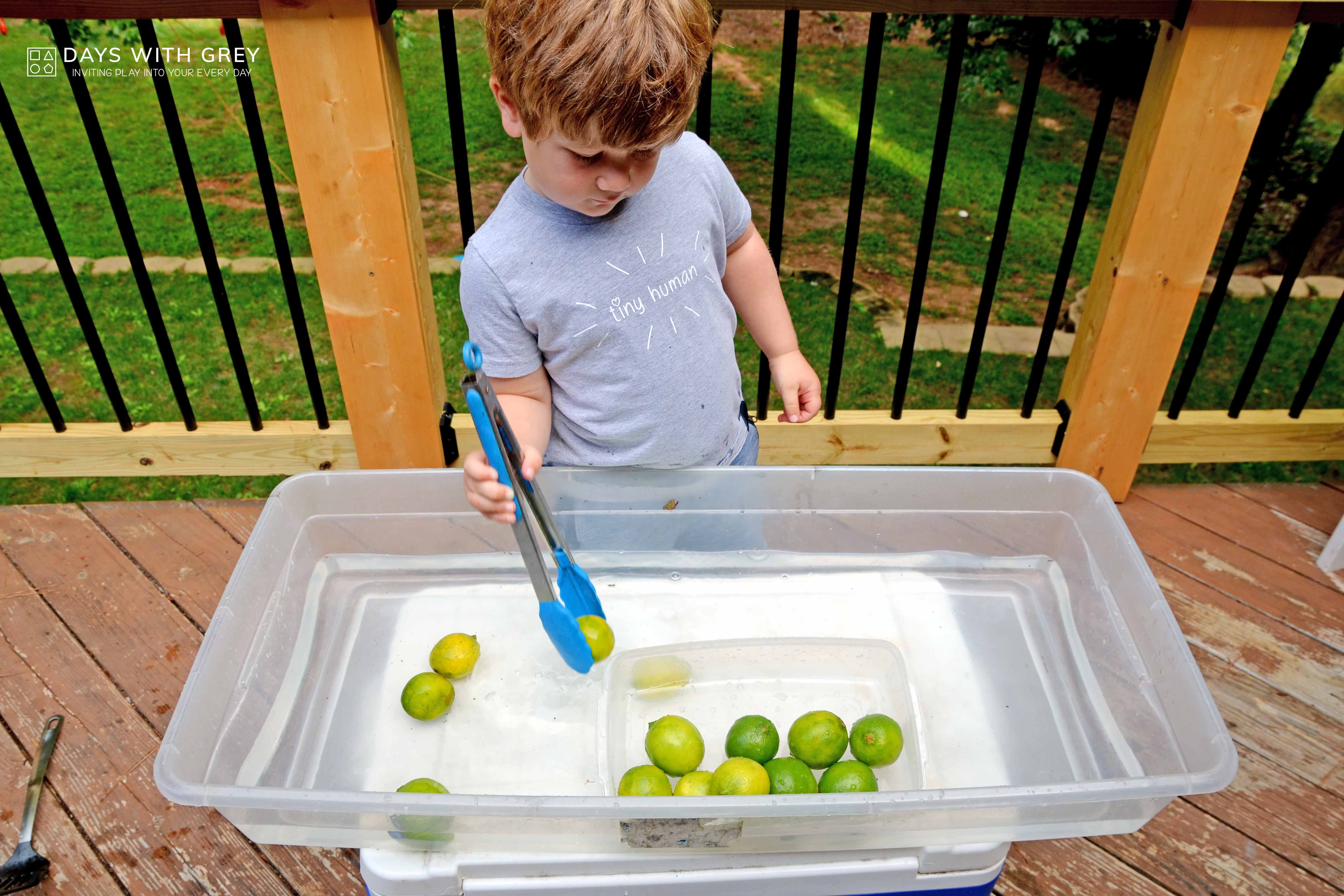 Scoop the Limes - Toddler Water Play - Days With Grey