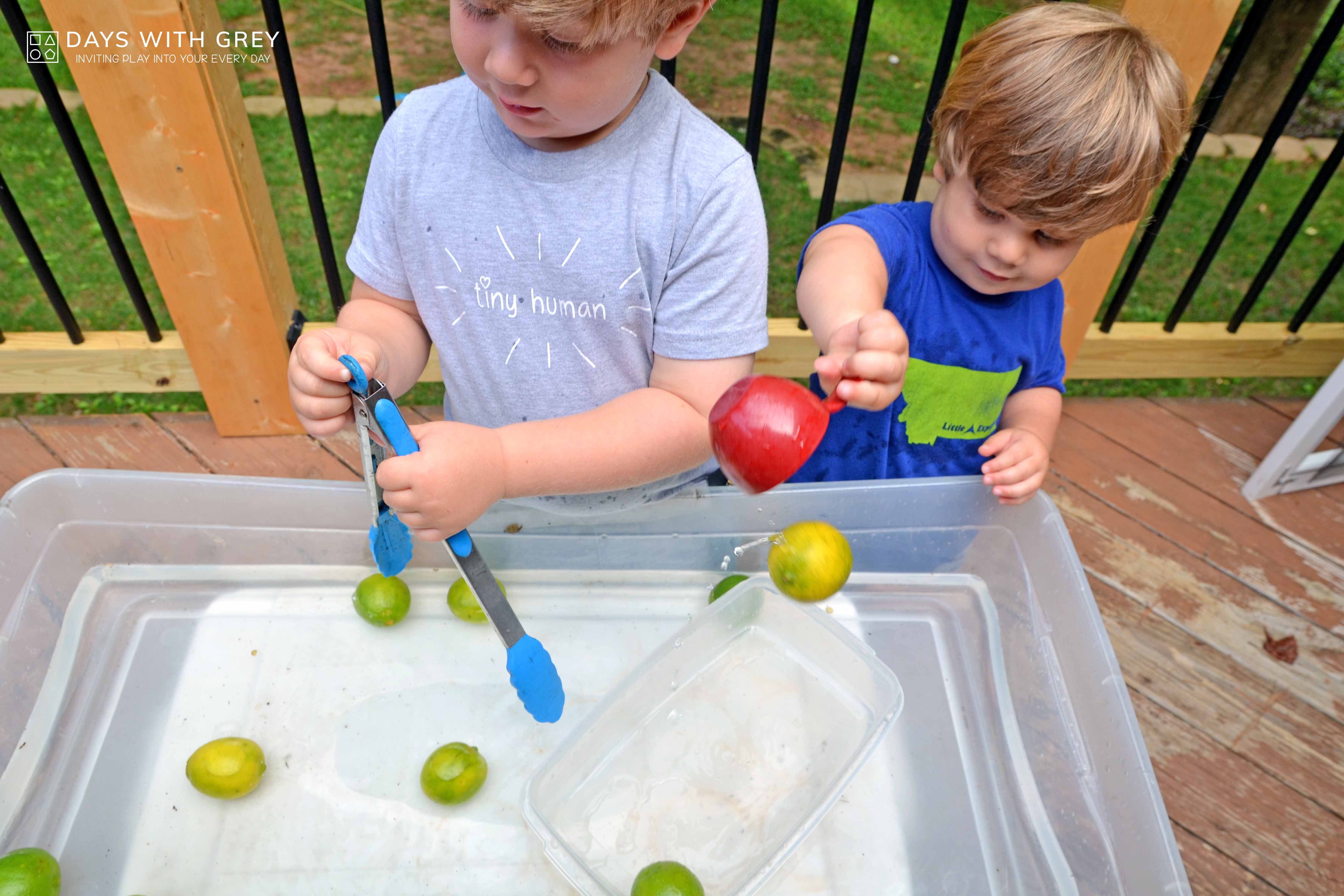 Scoop the Limes - Toddler Water Play - Days With Grey