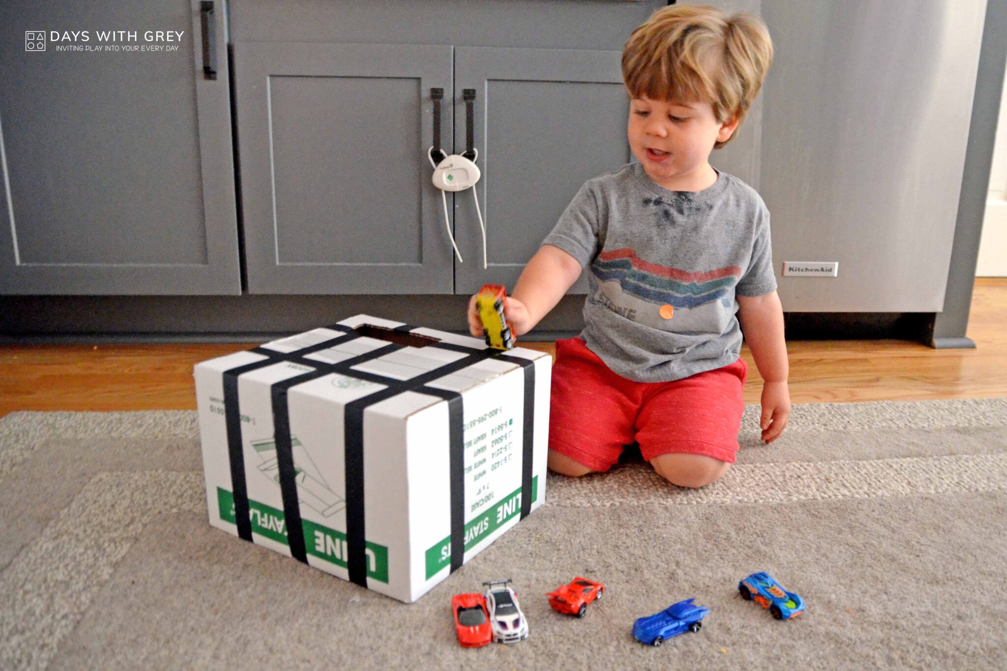 Drive and Drop - a Toddler Activity - Days With Grey