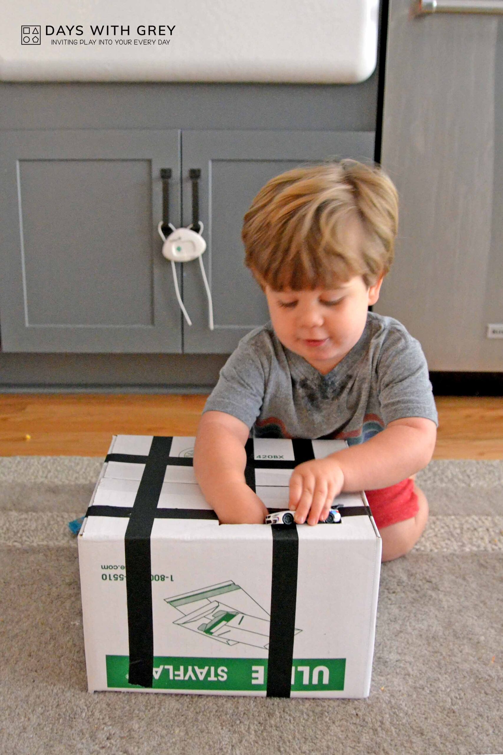 Drive and Drop - a Toddler Activity - Days With Grey