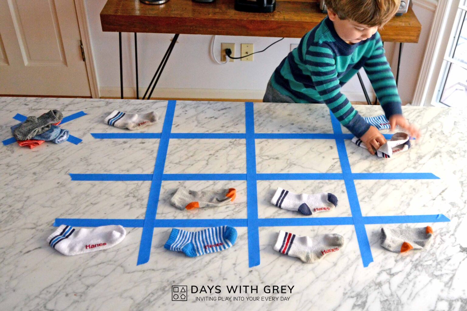 A Toddler Matching Game with Socks - Days With Grey