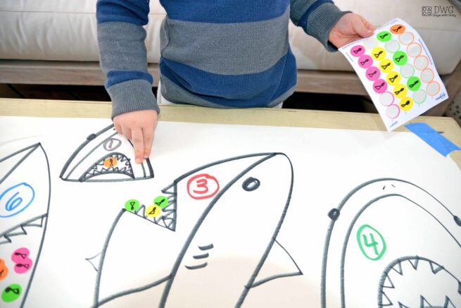Feed the Sharks; a Preschool Counting Activity - Days With Grey