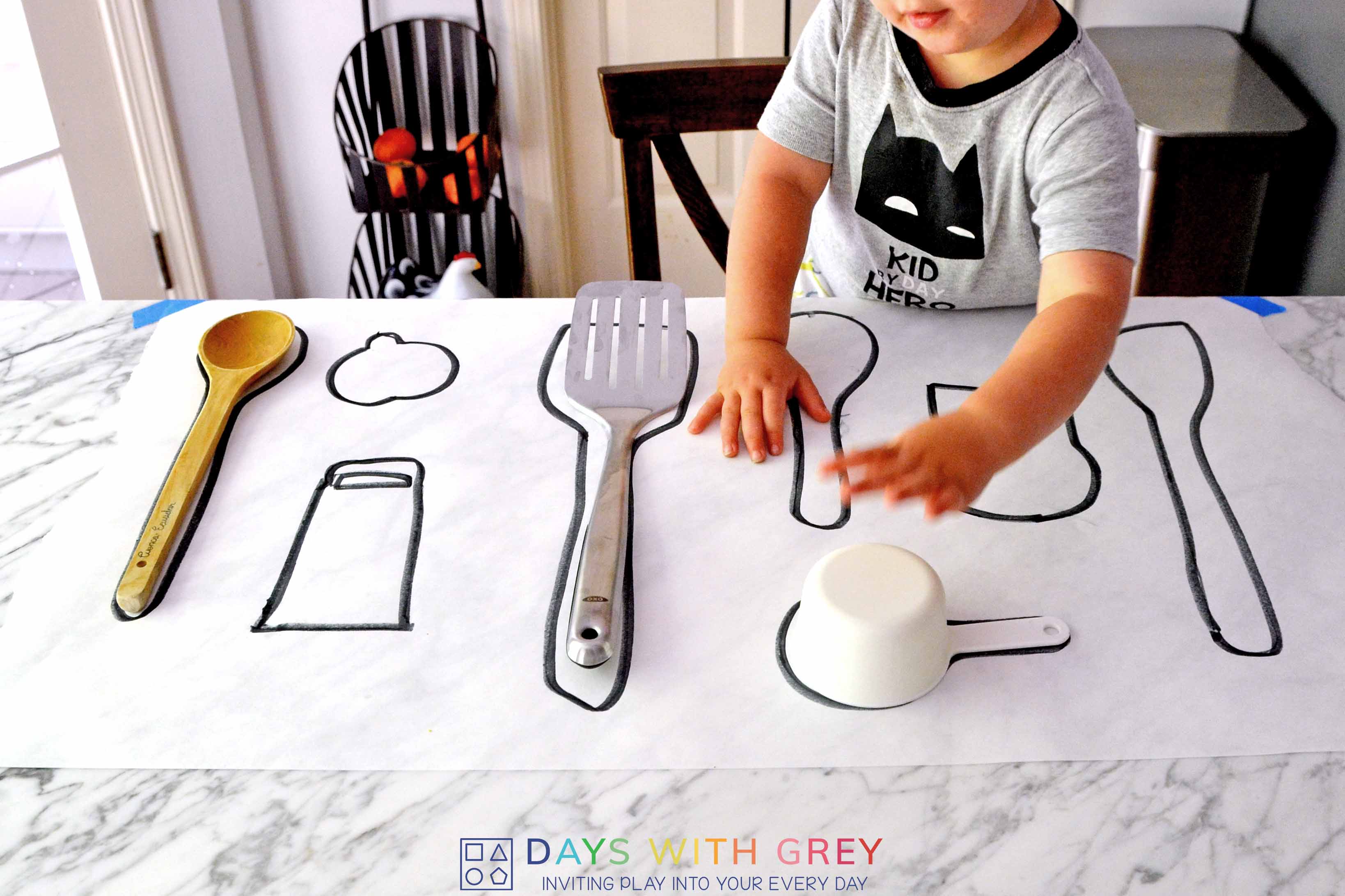 Kitchen Match-Up: An Easy Toddler Activity - Days With Grey