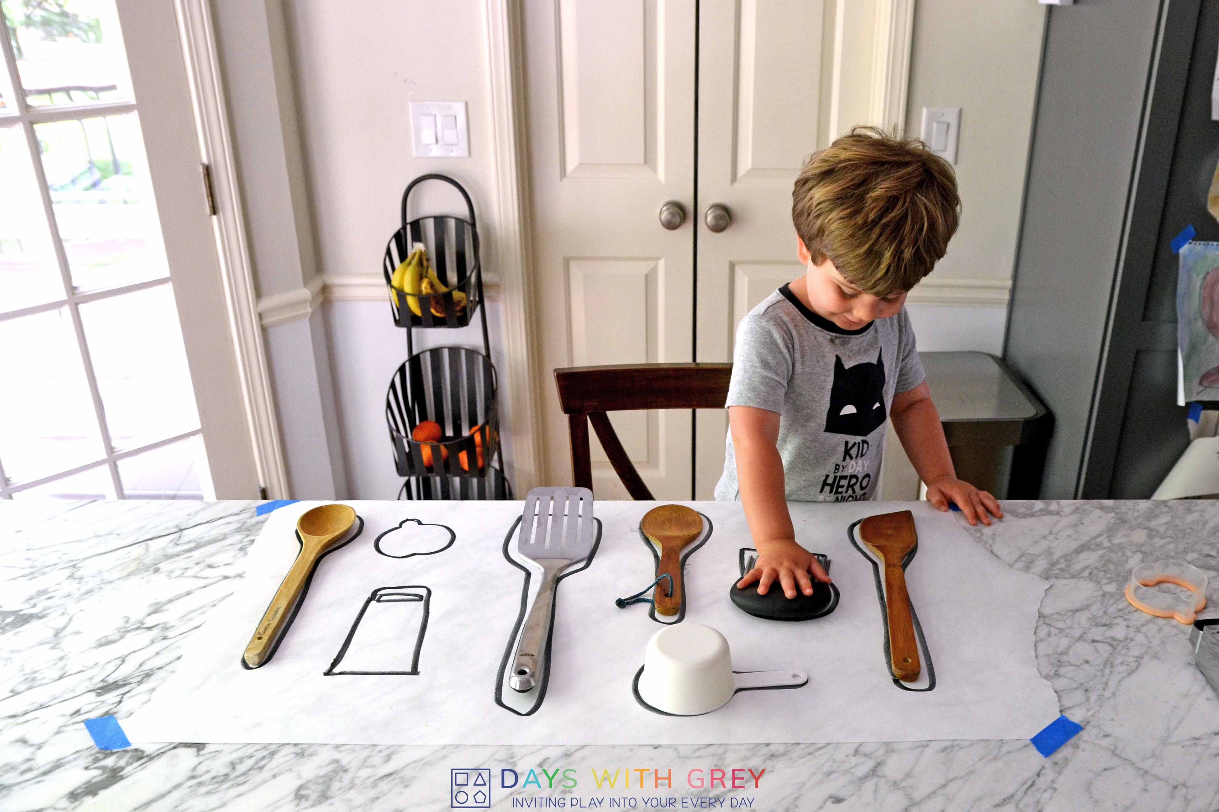 Kitchen Match-Up: An Easy Toddler Activity - Days With Grey