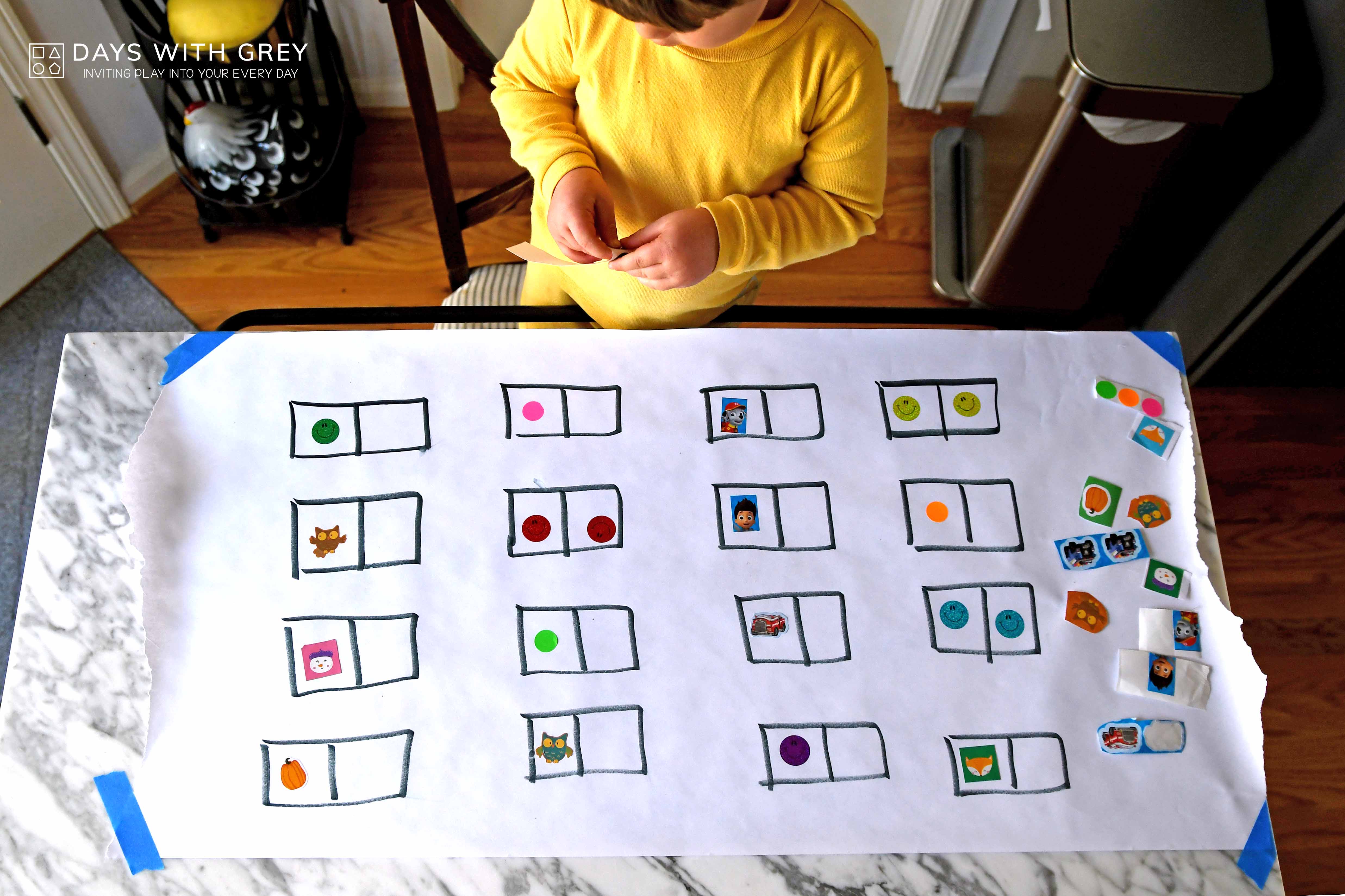 Sticker Pairs; a Matching Game for Toddlers - Days With Grey