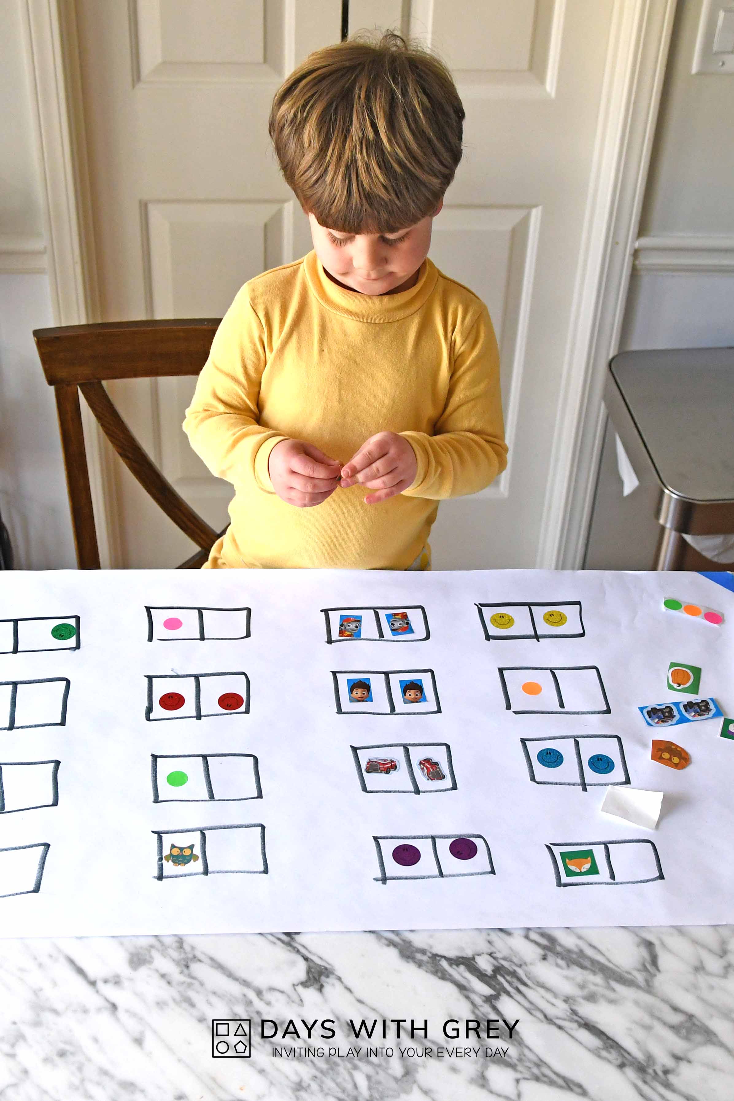 Sticker Pairs; a Matching Game for Toddlers - Days With Grey