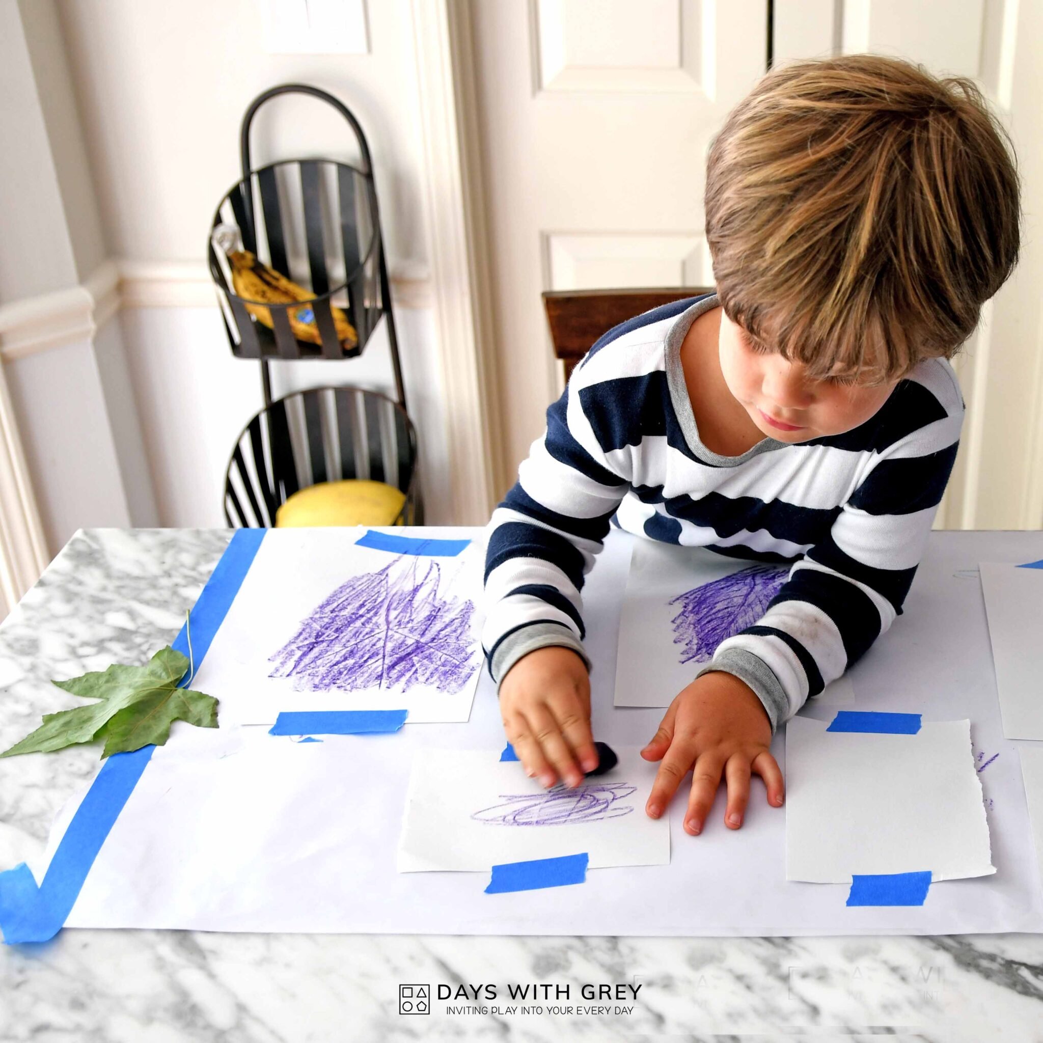 Turkey Leaf Crayon Rubbing Craft - Days With Grey