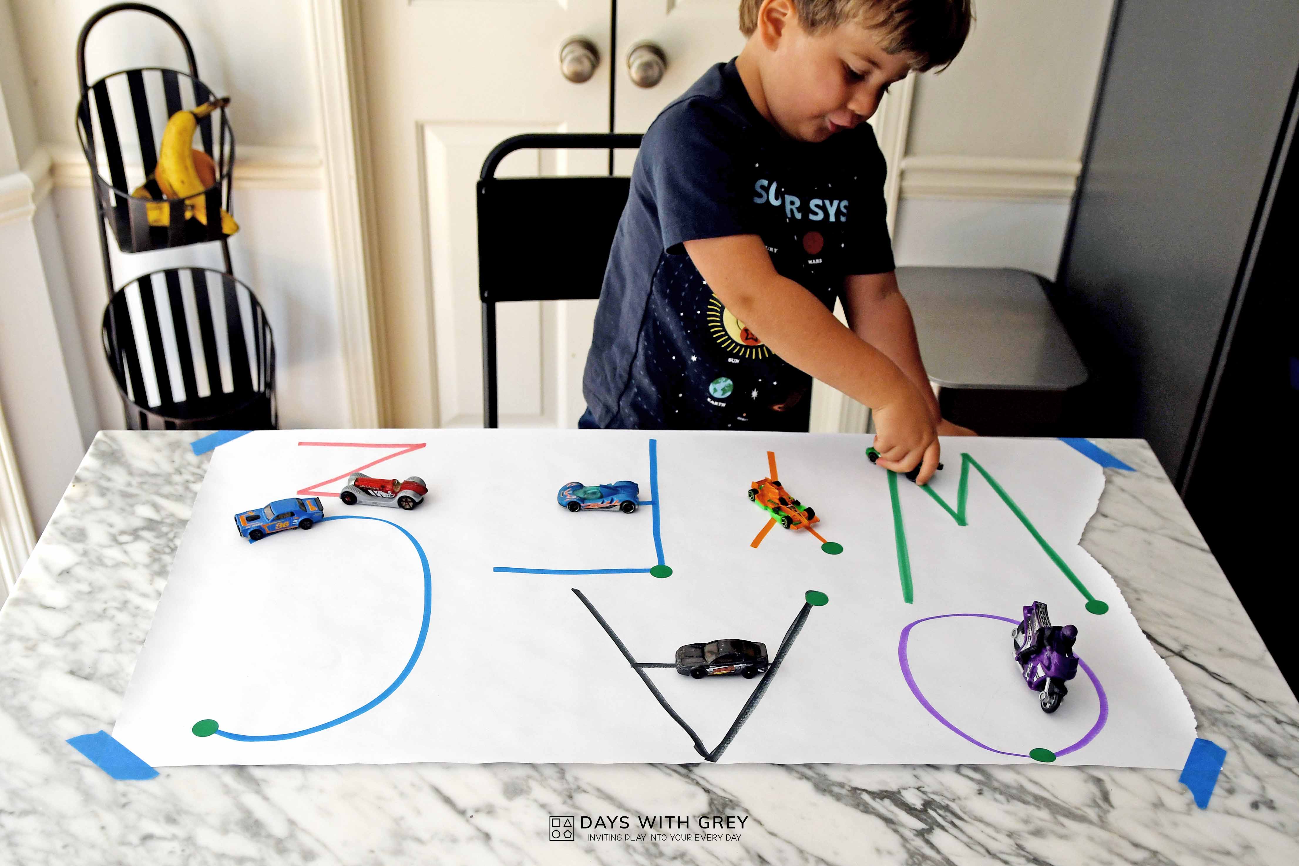 Writing Letters with Race Cars - Days With Grey