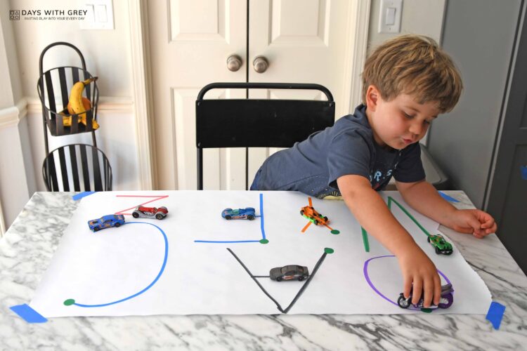 Writing Letters with Race Cars - Days With Grey
