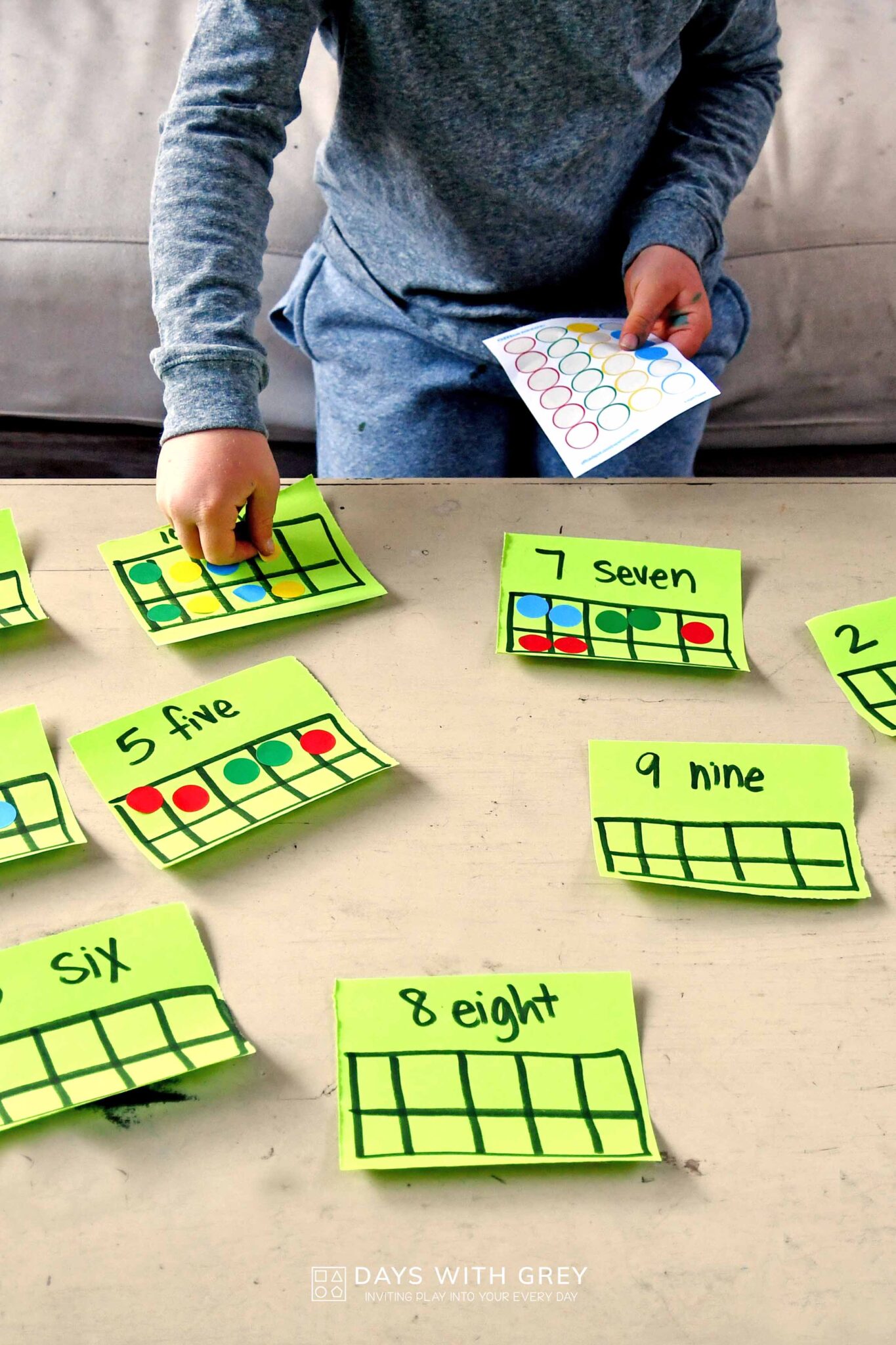 Mini Sticker Ten Frames - Days With Grey