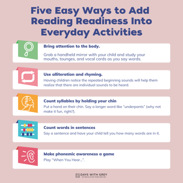 Five Easy Ways to Include Reading Readiness - Days With Grey
