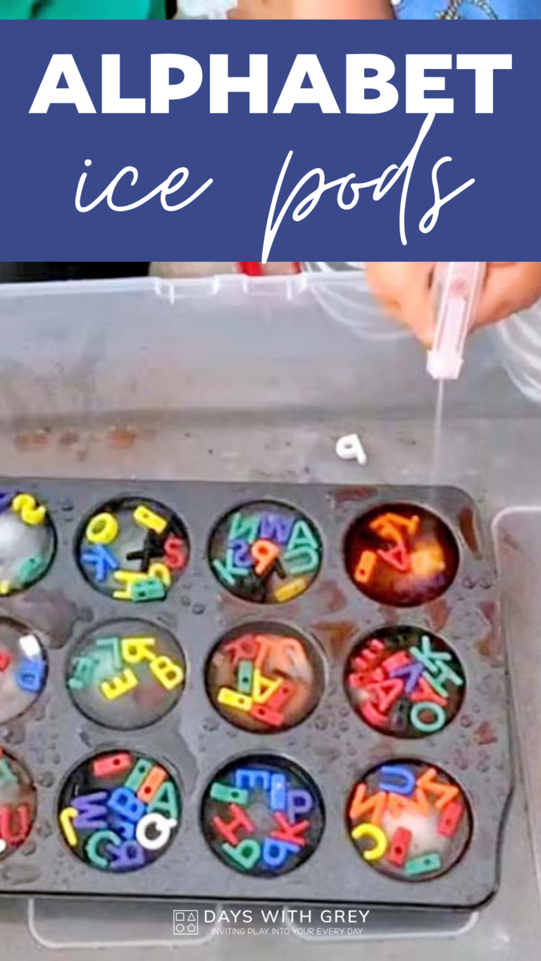 Alphabet Ice - Preschool Sensory Play - Days With Grey