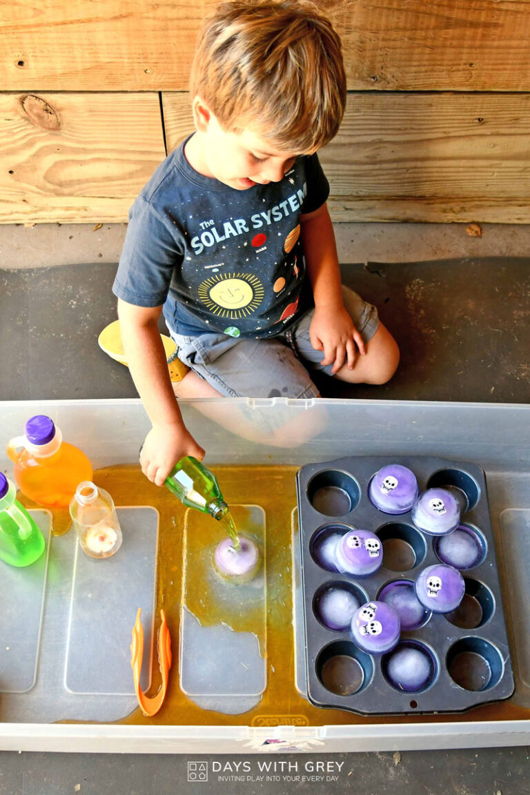 Halloween Frozen Water Play - Days With Grey