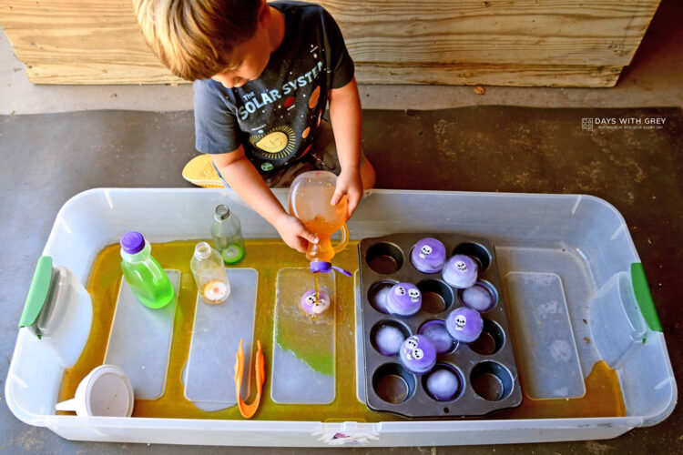 Halloween Frozen Water Play - Days With Grey