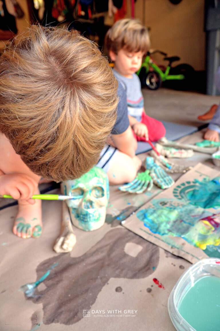 A Halloween Art Activity: Bone Painting - Days With Grey