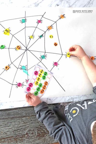 Spider Web Dots - The Best Preschool Halloween Activity - Days With Grey
