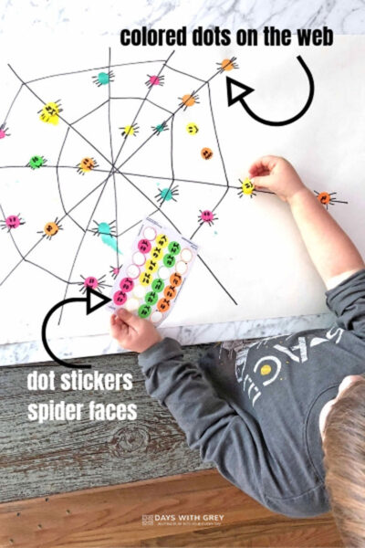 Spider Web Dots - The Best Preschool Halloween Activity - Days With Grey