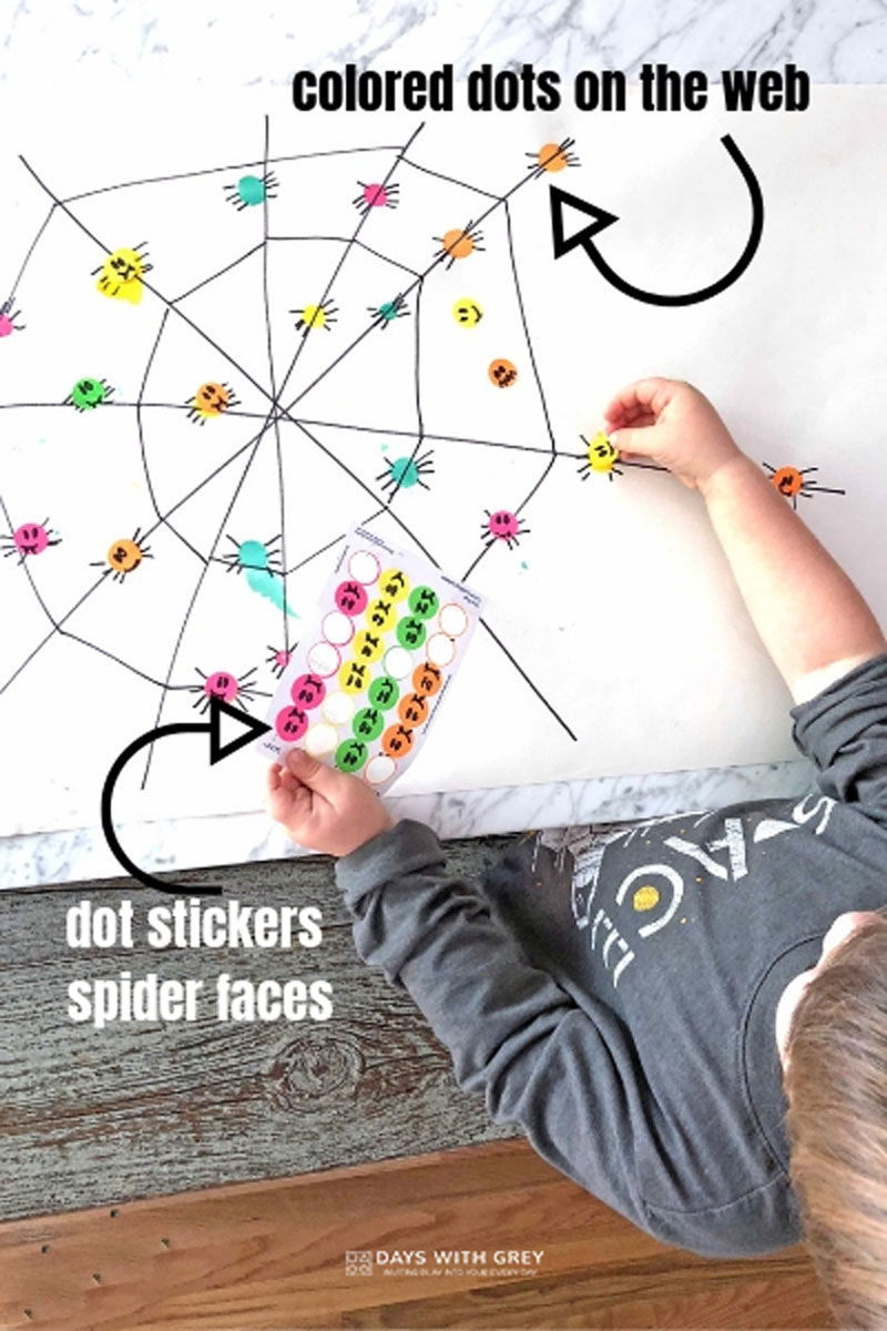 Spider Web Dots - The Best Preschool Halloween Activity - Days With Grey