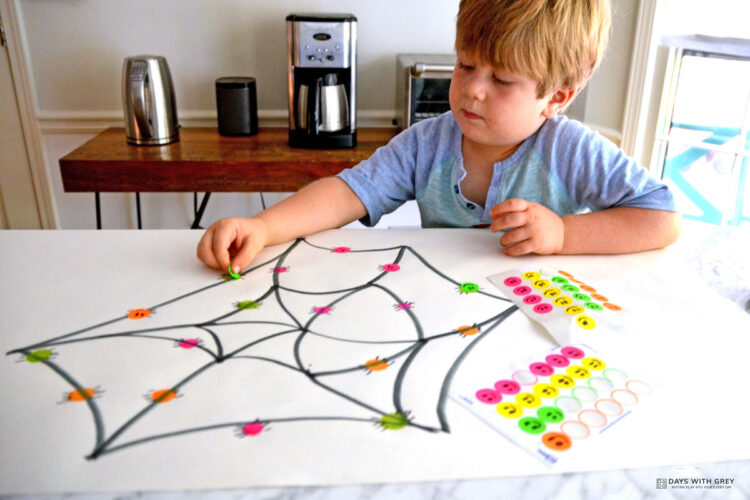 Spider Web Dots - The Best Preschool Halloween Activity - Days With Grey