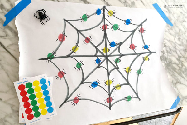 Spider Web Dots - The Best Preschool Halloween Activity - Days With Grey