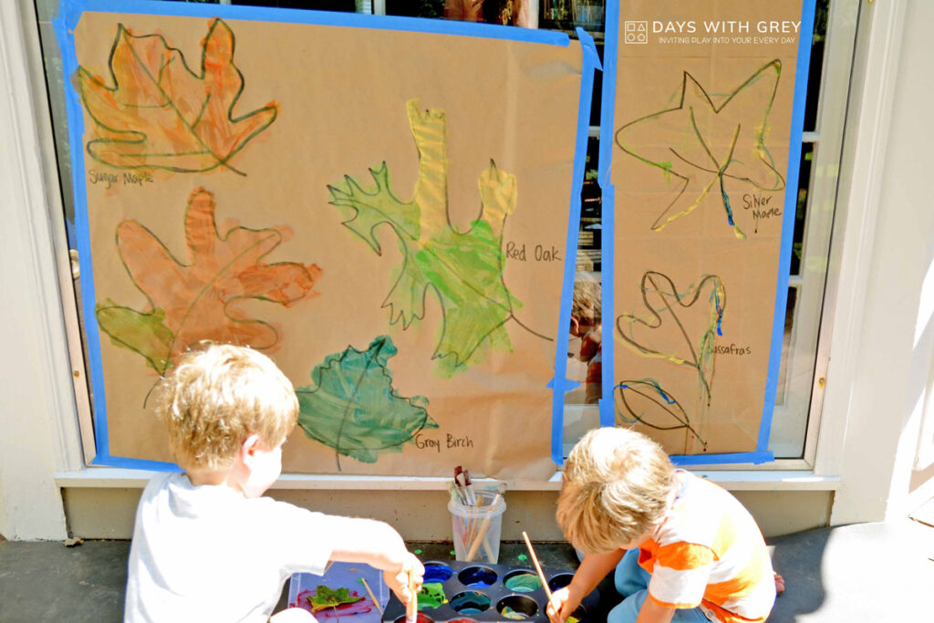 Fall Leaf Paintings for Preschoolers - Days With Grey