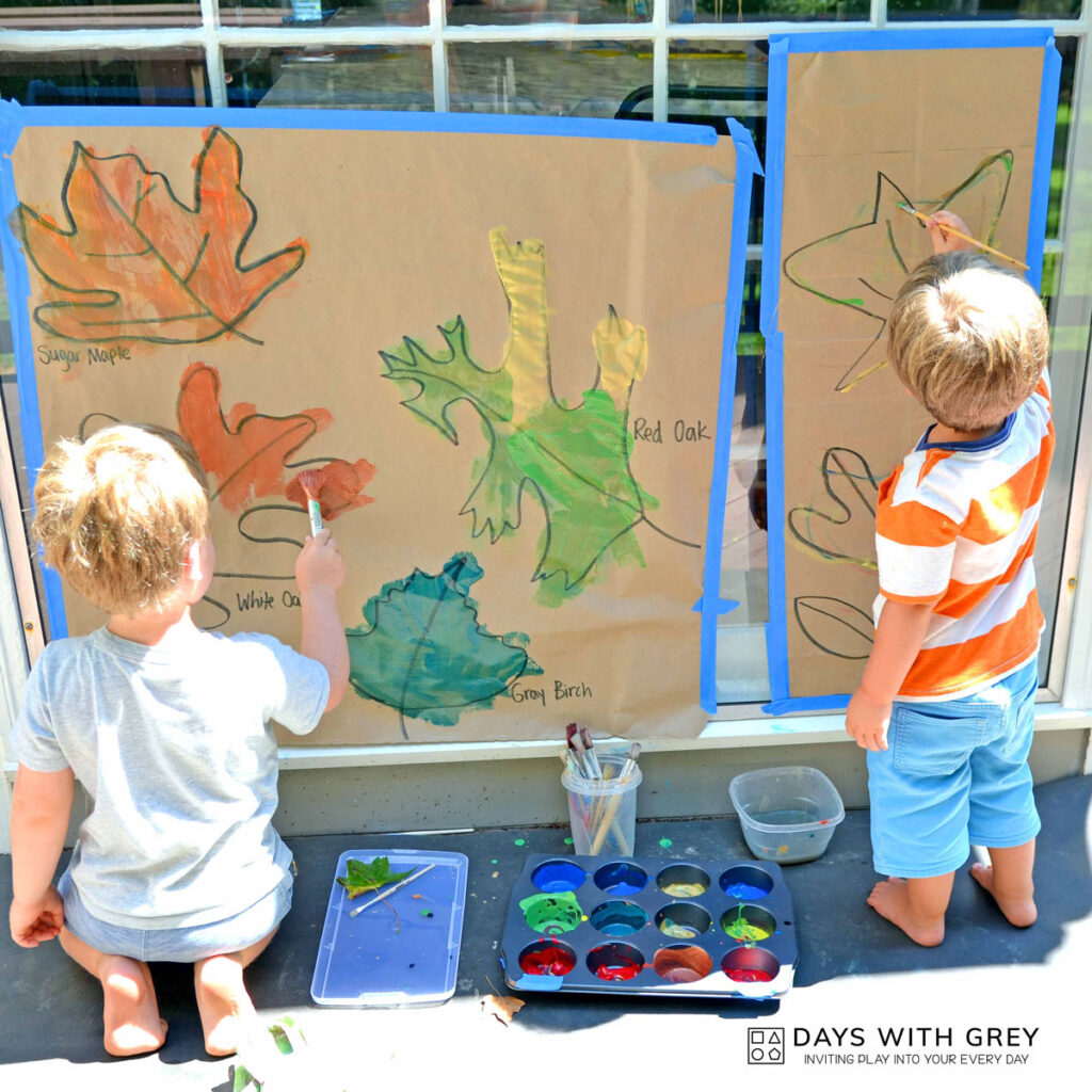 Fall Leaf Paintings for Preschoolers - Days With Grey